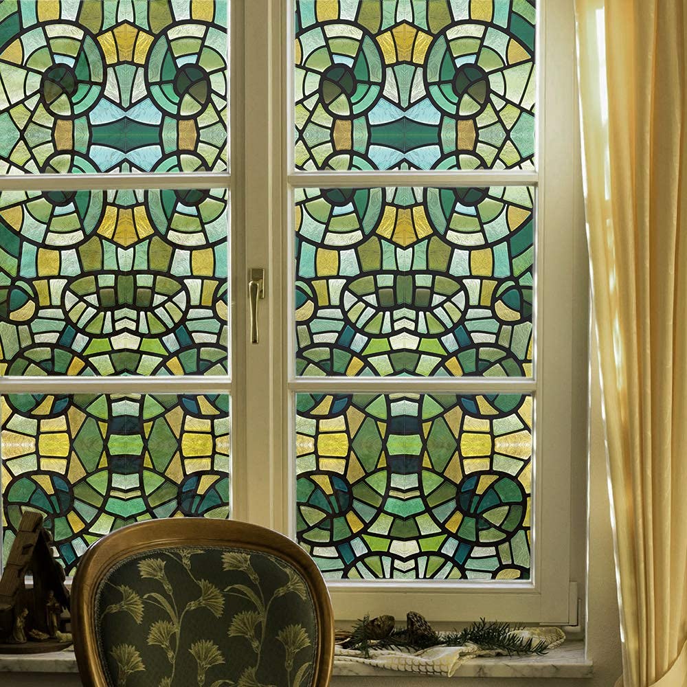 Amazon.com: funlife Privacy Stained Glass Window Film, Single Sided ...