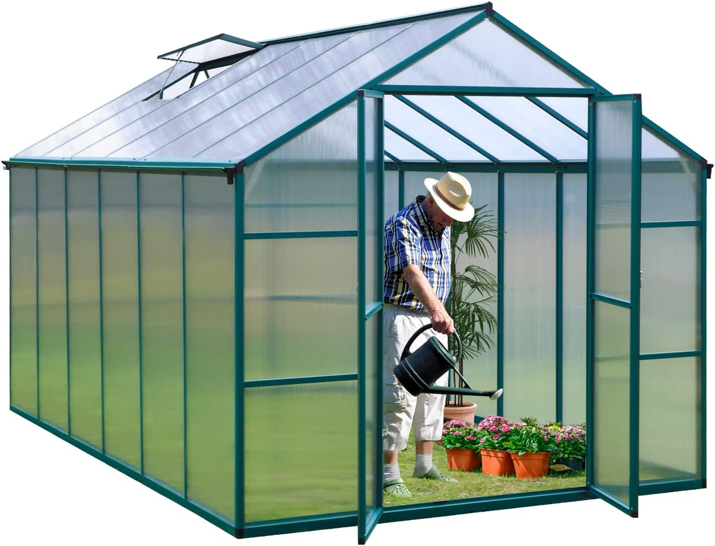 Amazon.com : ONLYCTR Aluminum Greenhouse for Outdoors 8'x12 ...