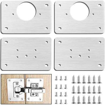 4 PCS Hinge Repair Plate,Stainless Steel Fix The Hinge Side Plate ...