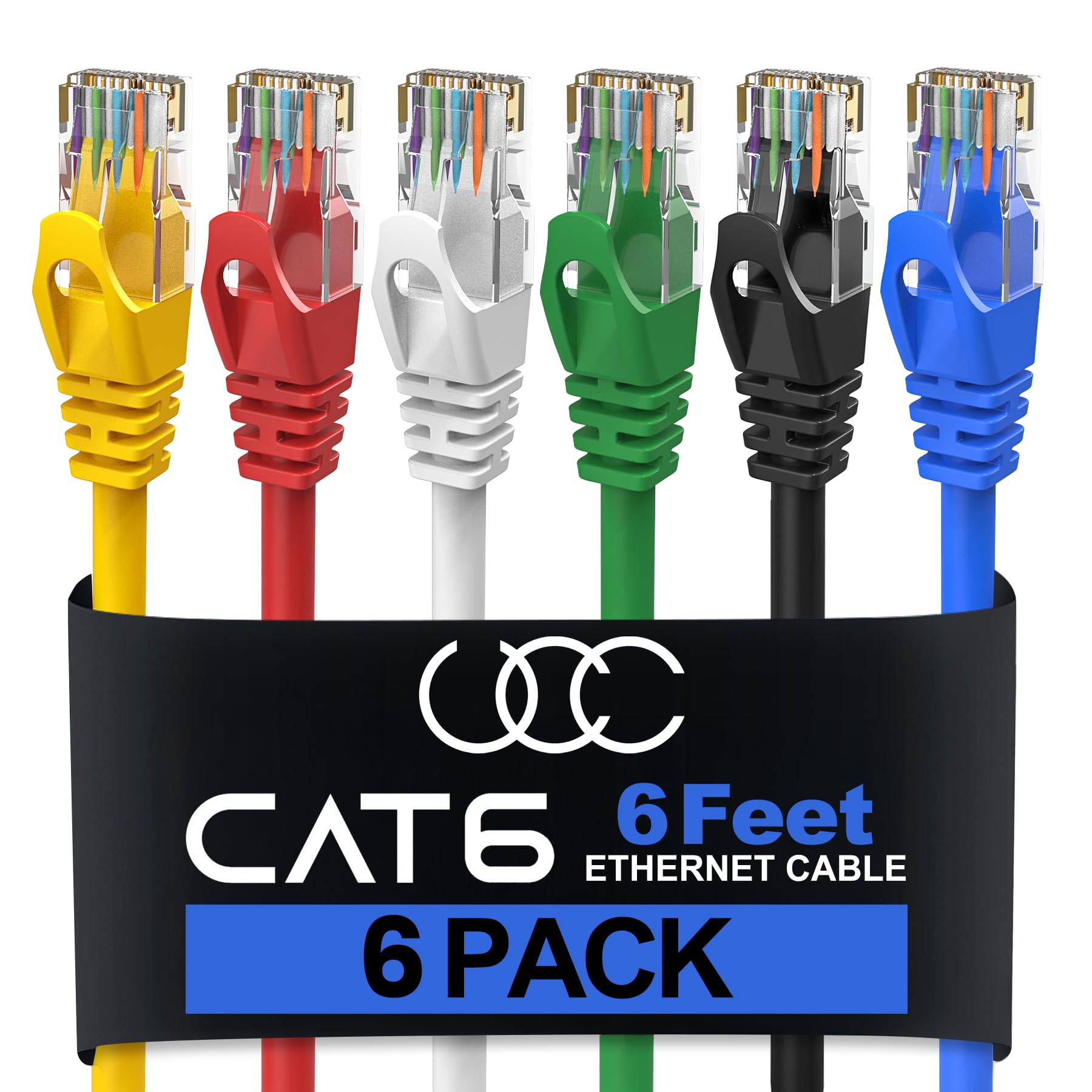 Amazon.com: Cat6 Ethernet Cable 6 Feet (6 Pack) LAN, utp Cat 6, RJ45 ...