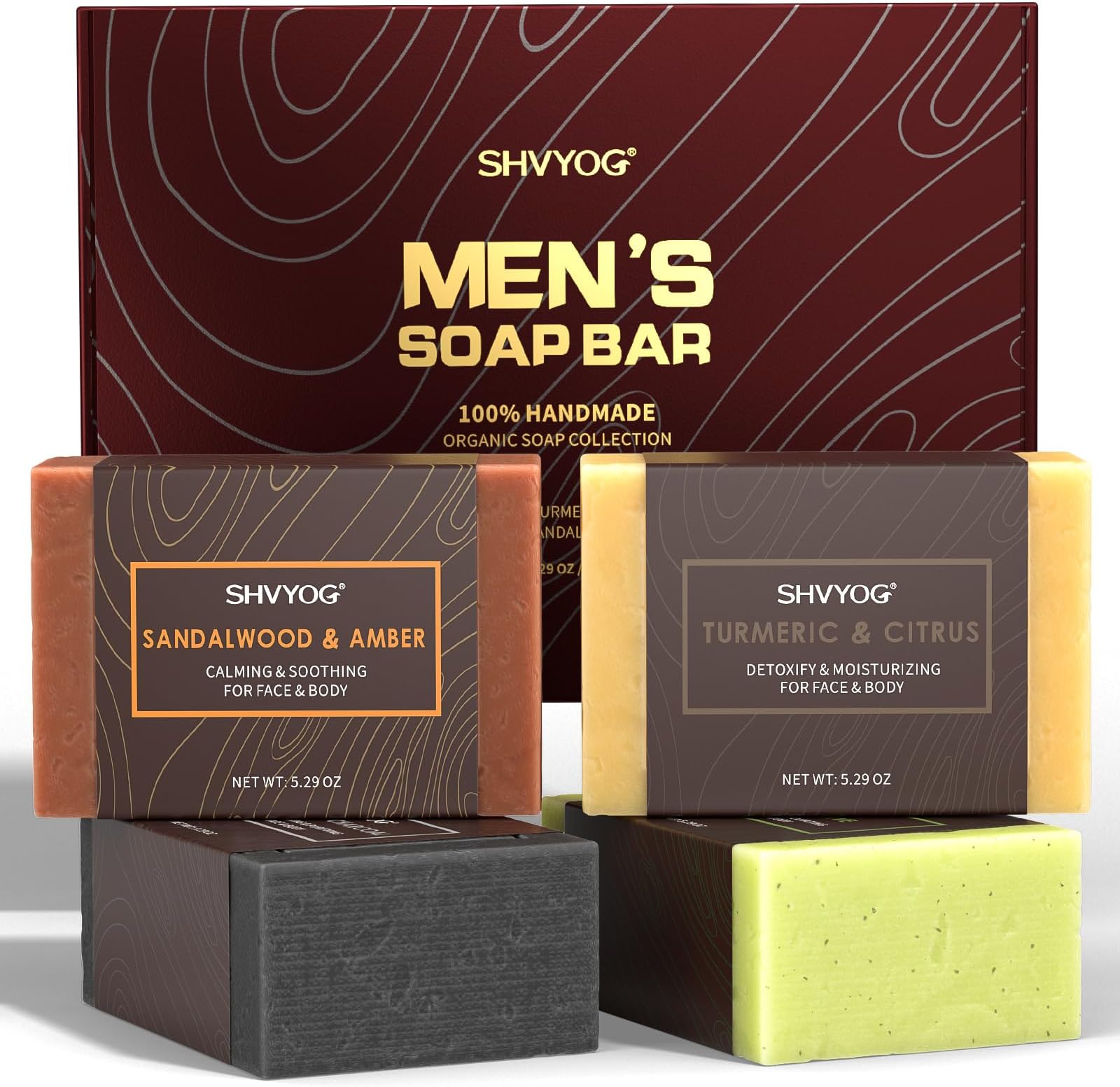 Amazon.com : SHVYOG 4 Pcs Mens Soap, Mens Bar Soap, Natural Soap for ...
