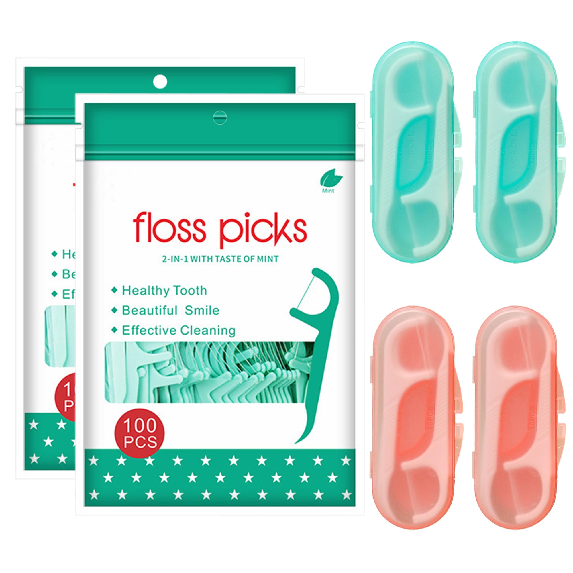 Amazon.com : Lulurose Dental Floss Picks 2 Pack (200 Total Count) and 4 ...