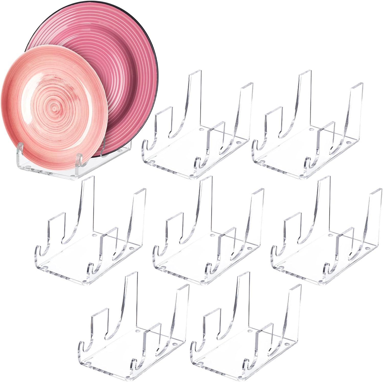 Amazon.com: Wenqik 8 Pcs 2 Tier Acrylic China Plate Display Stands ...