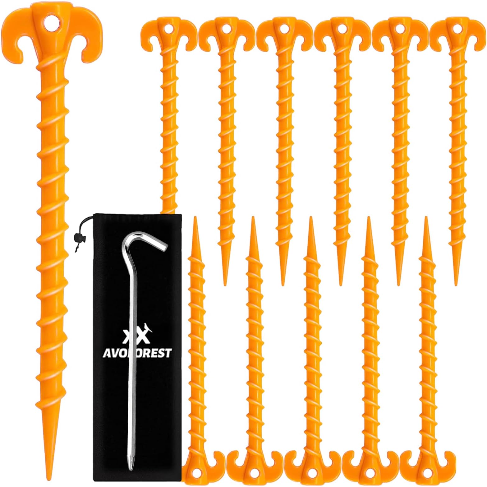 Amazon.com : Hikemax Spiral Plastic Tent Stakes 15 Pack - 10 Inch Heavy ...