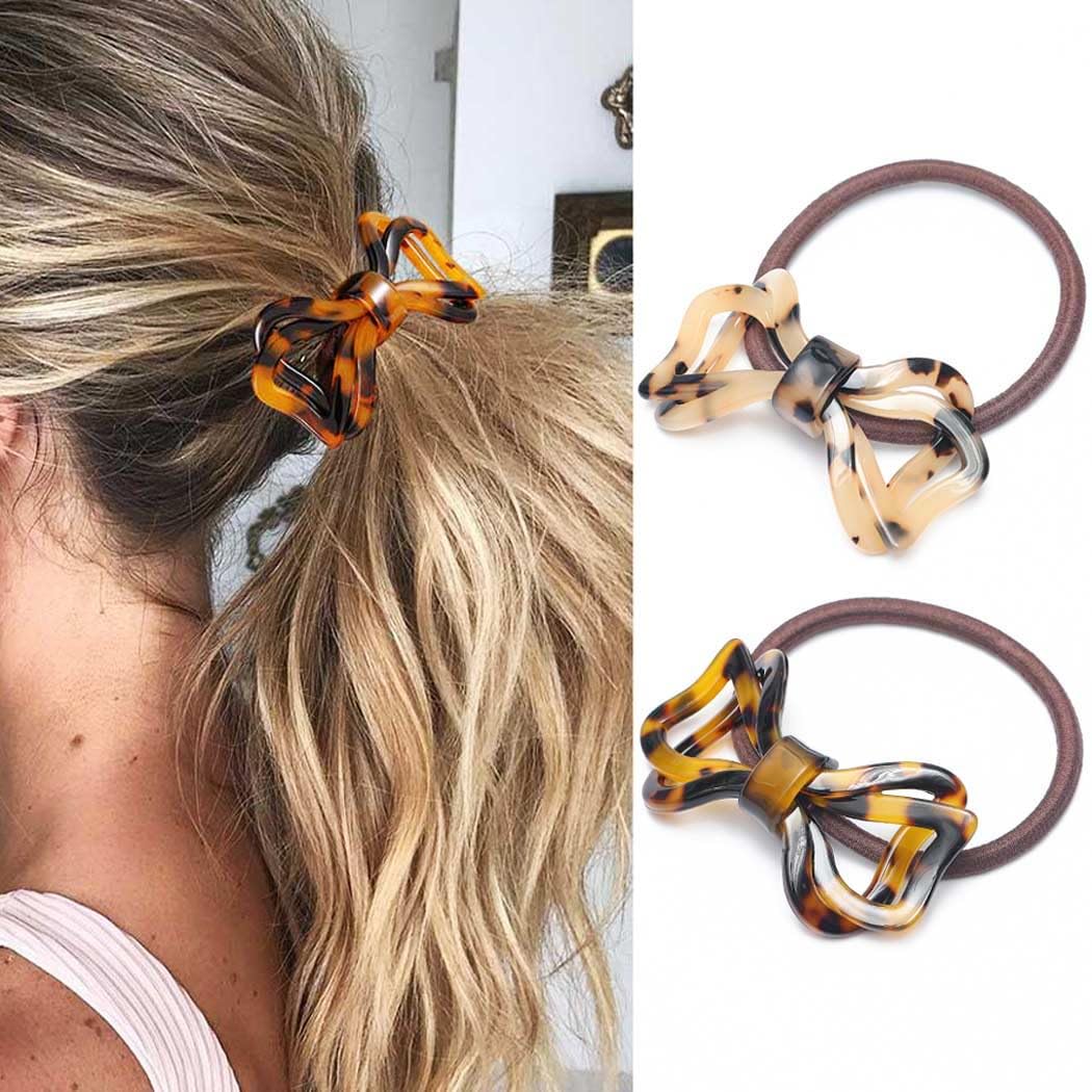 Amazon.com : CAKURE Bow Hair Ties Tortoise Shell Ponytail Holders ...