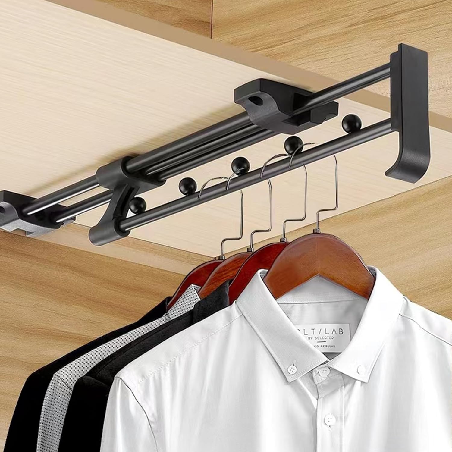 Clothes Rail Extendable Pull Out Closet Rod, Bearing 25kg Retractable ...