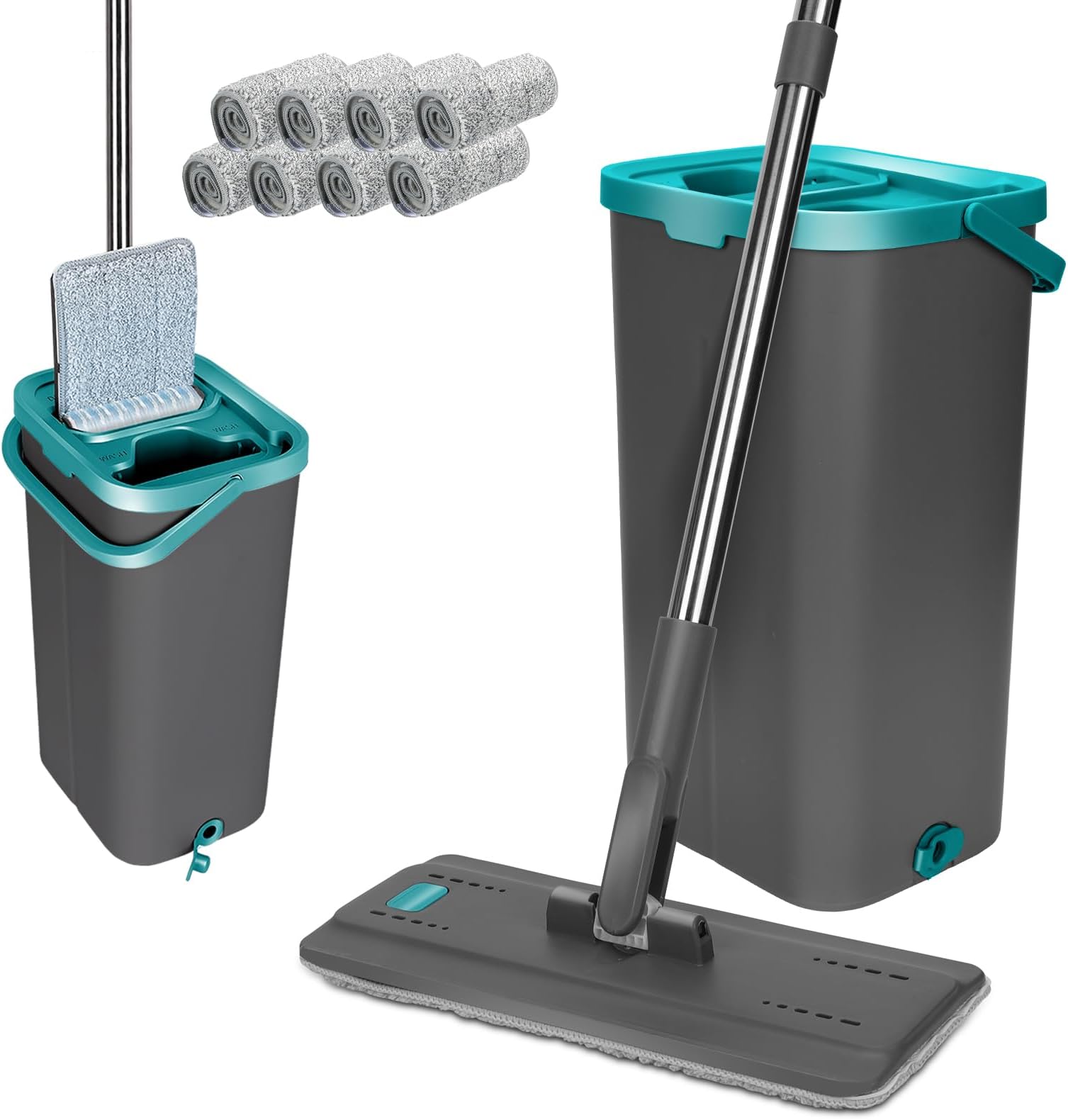 TOPESCT Wischmopp Set mit Eimer, Bodenwischer Set mit Wringer,360-Grad ...