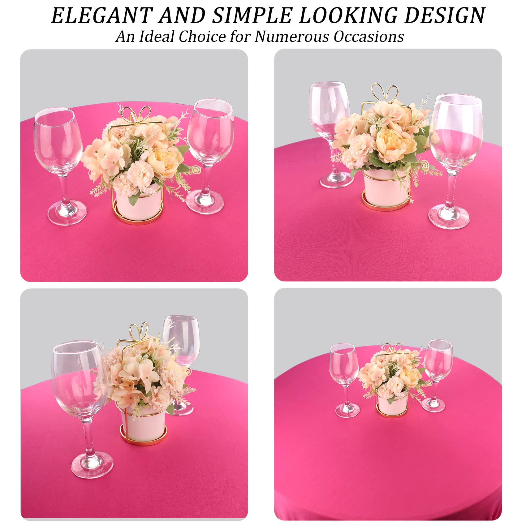 4 Pack 5FT Round Spandex Tablecloth 60 Inch Fuchsia Stretchable Table ...