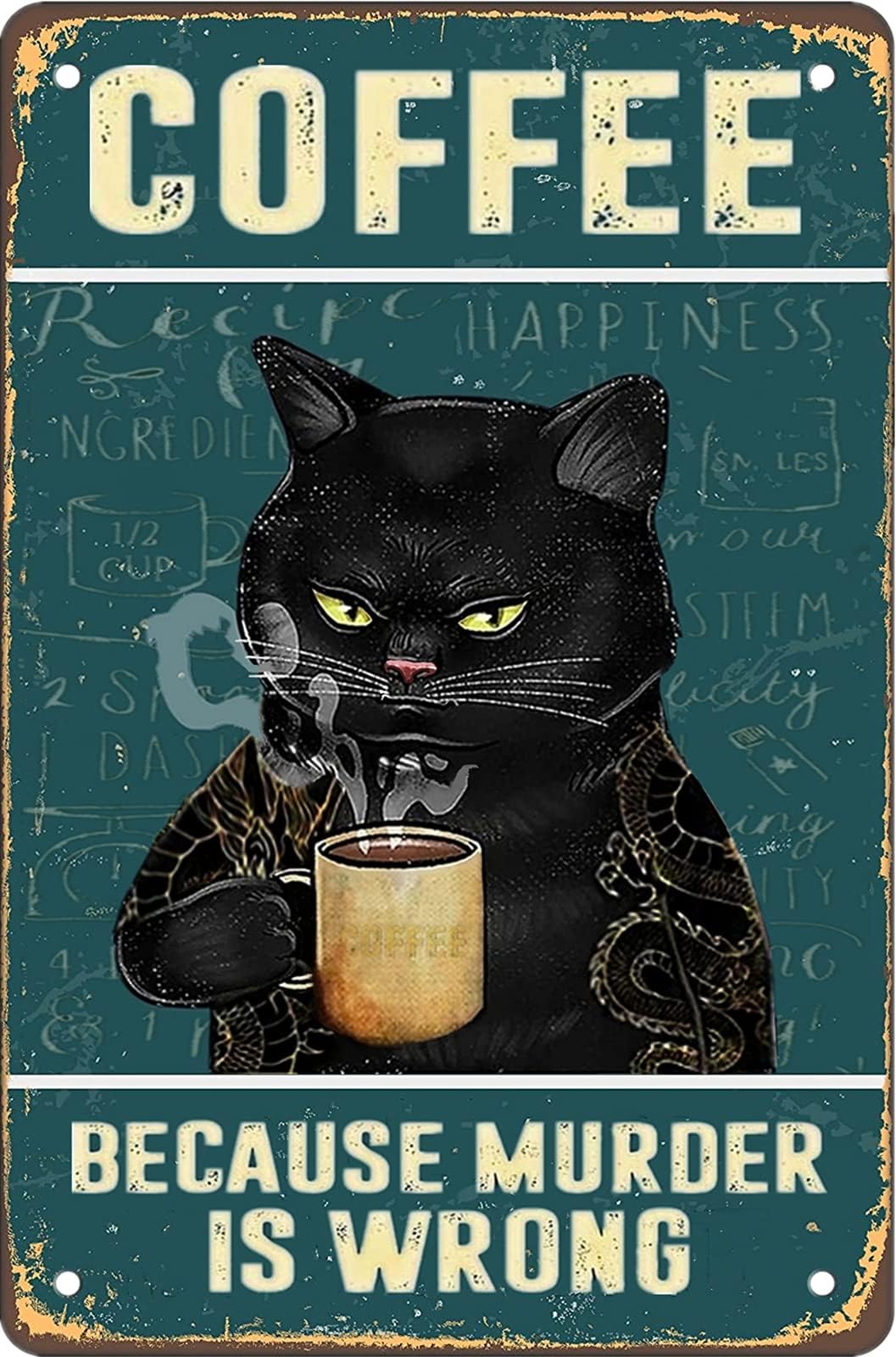 Amazon.com : Vintage Tin Signs Cat Before Coffee I Hate Everyone ...