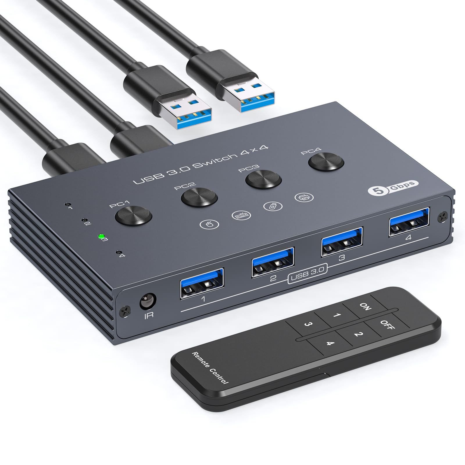 Amazon.com: USB 3.0 Switch Selector 4 Computers Share 4 Port USB A ...