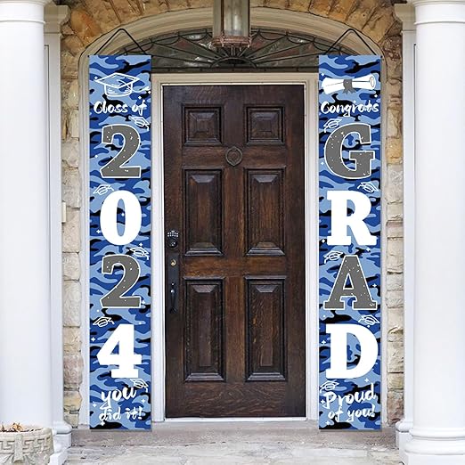 Amazon.com: DodelyGz Military Theme Graduation Porch Banners,Congrats ...