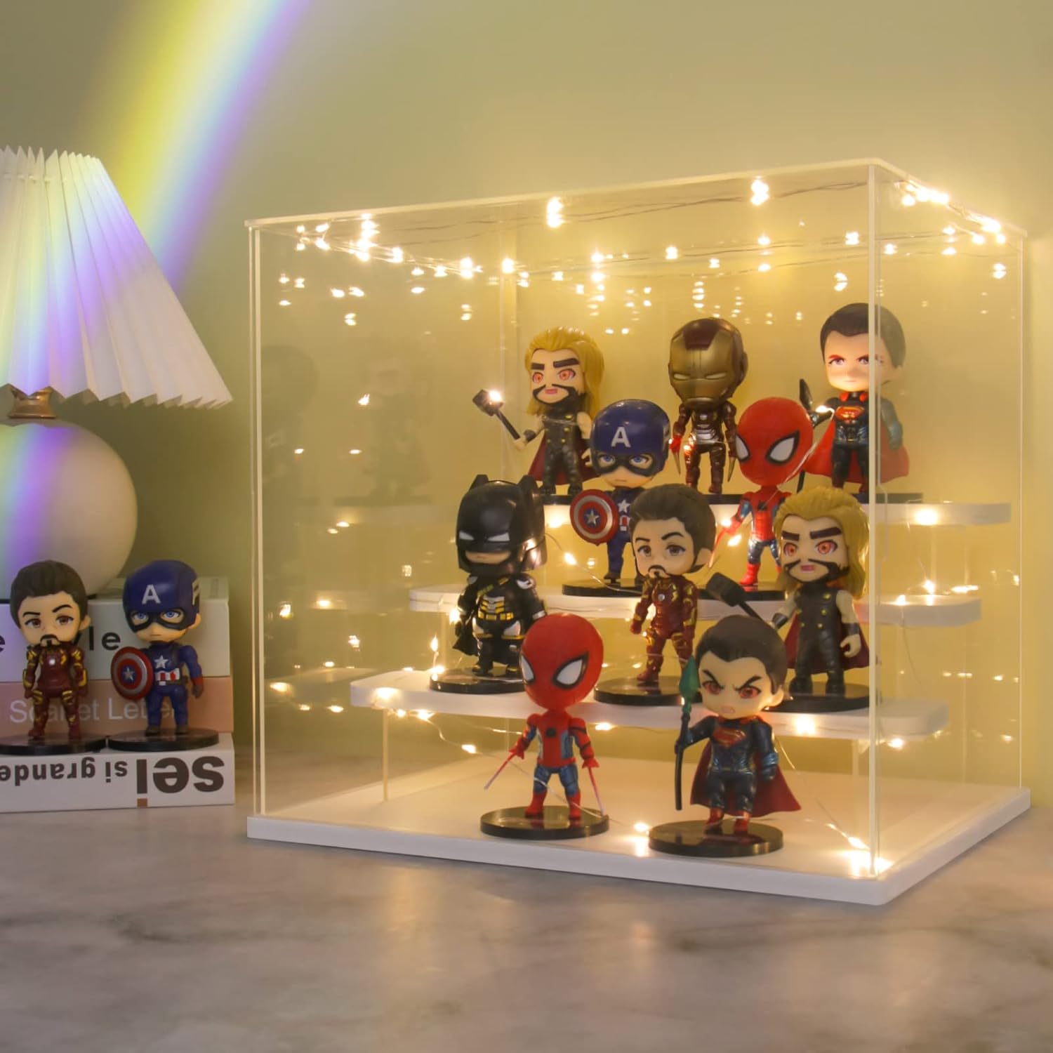 Amazon.com: Instnovny Clear Acrylic Display Case with Light, 4 Tier ...