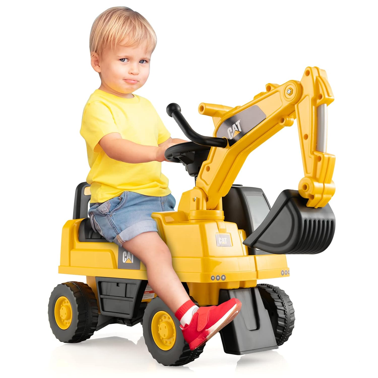 COSTWAY Child Backhoe Loader with Adjustable Angle Arm, Child Excavator ...
