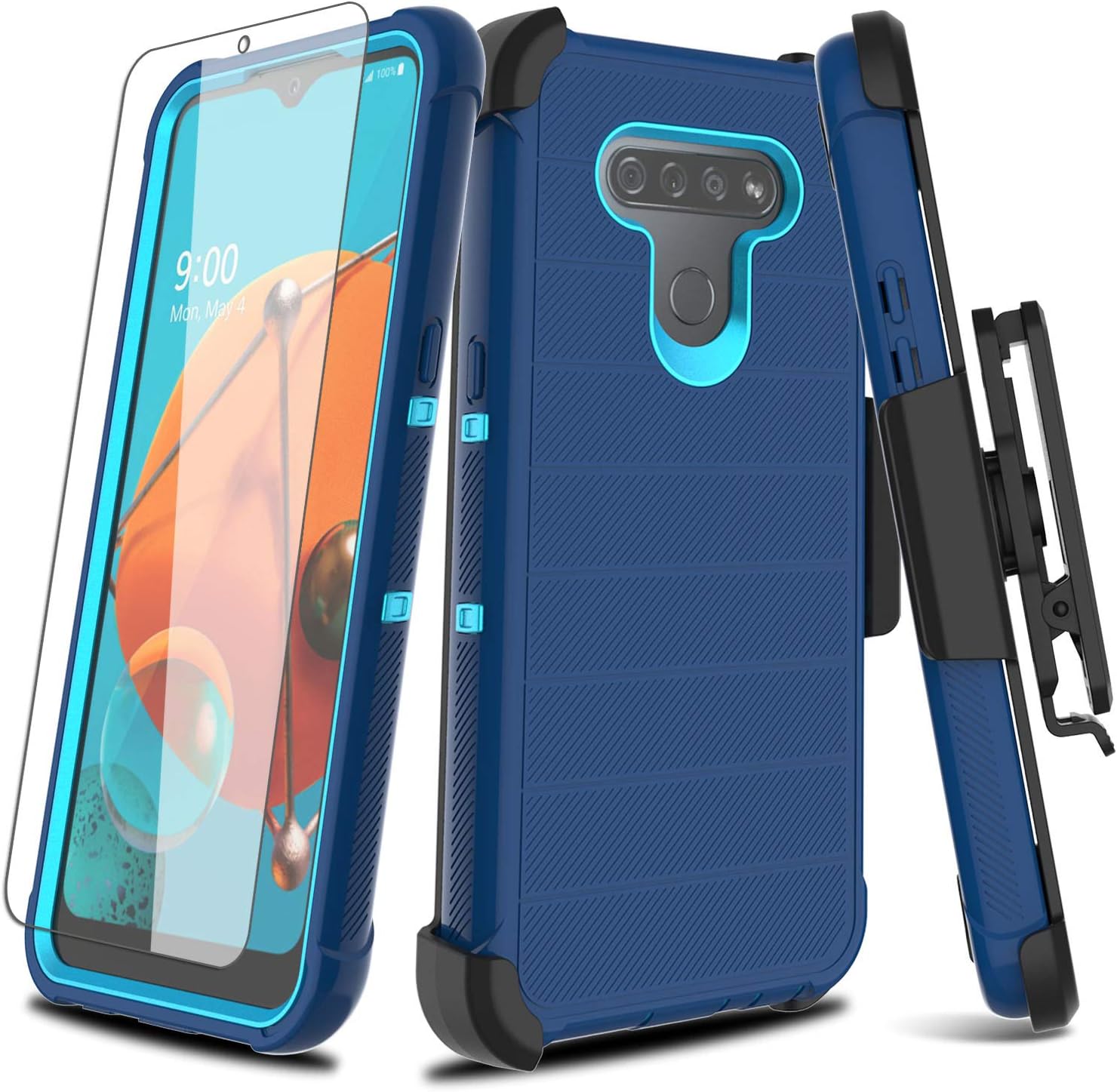 Amazon.com: for LG K51 Phone Case,with Tempered Glass Screen Protector ...