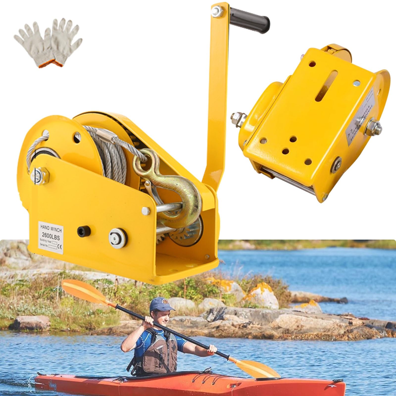 1800lb Hand Crank Two-way Self-locking Manual Winch Household Small ...