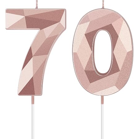 Amazon.com: 70th Birthday Candles, 3D Diamond Shape Number 70 Candles ...
