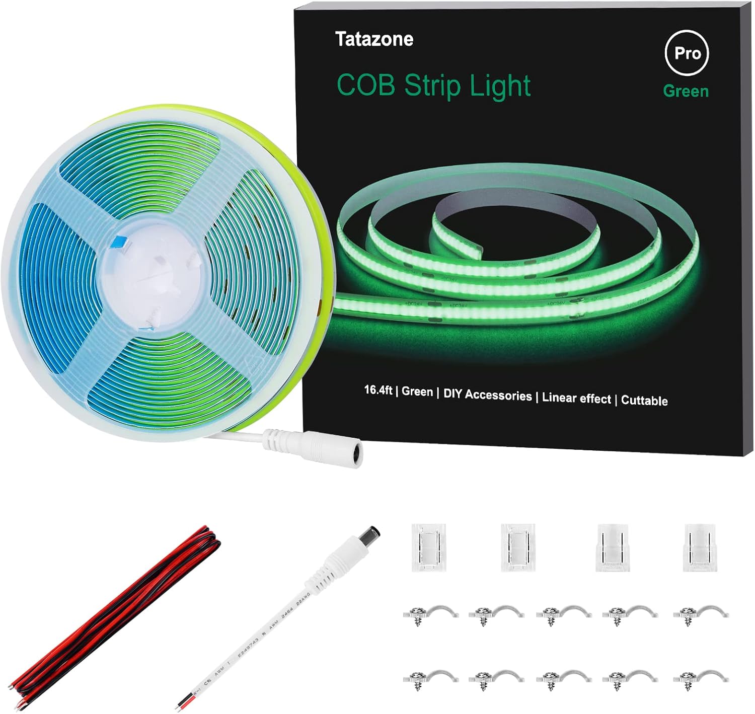Amazon.com: Tatazone Green COB Led Strip Lights with DIY Accessories ...