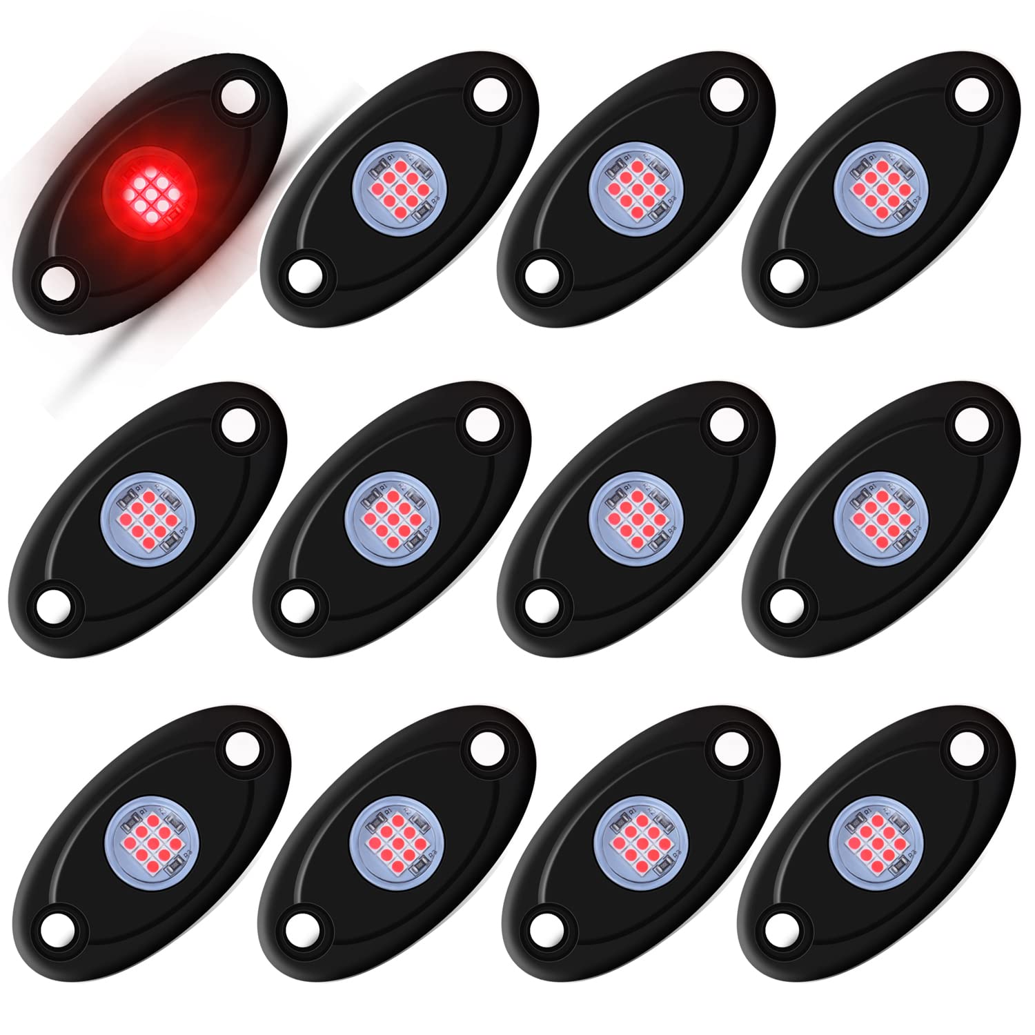 Amazon.com: LY8 12 Pods Red LED Rock Lights Neon Underglow Light for ...