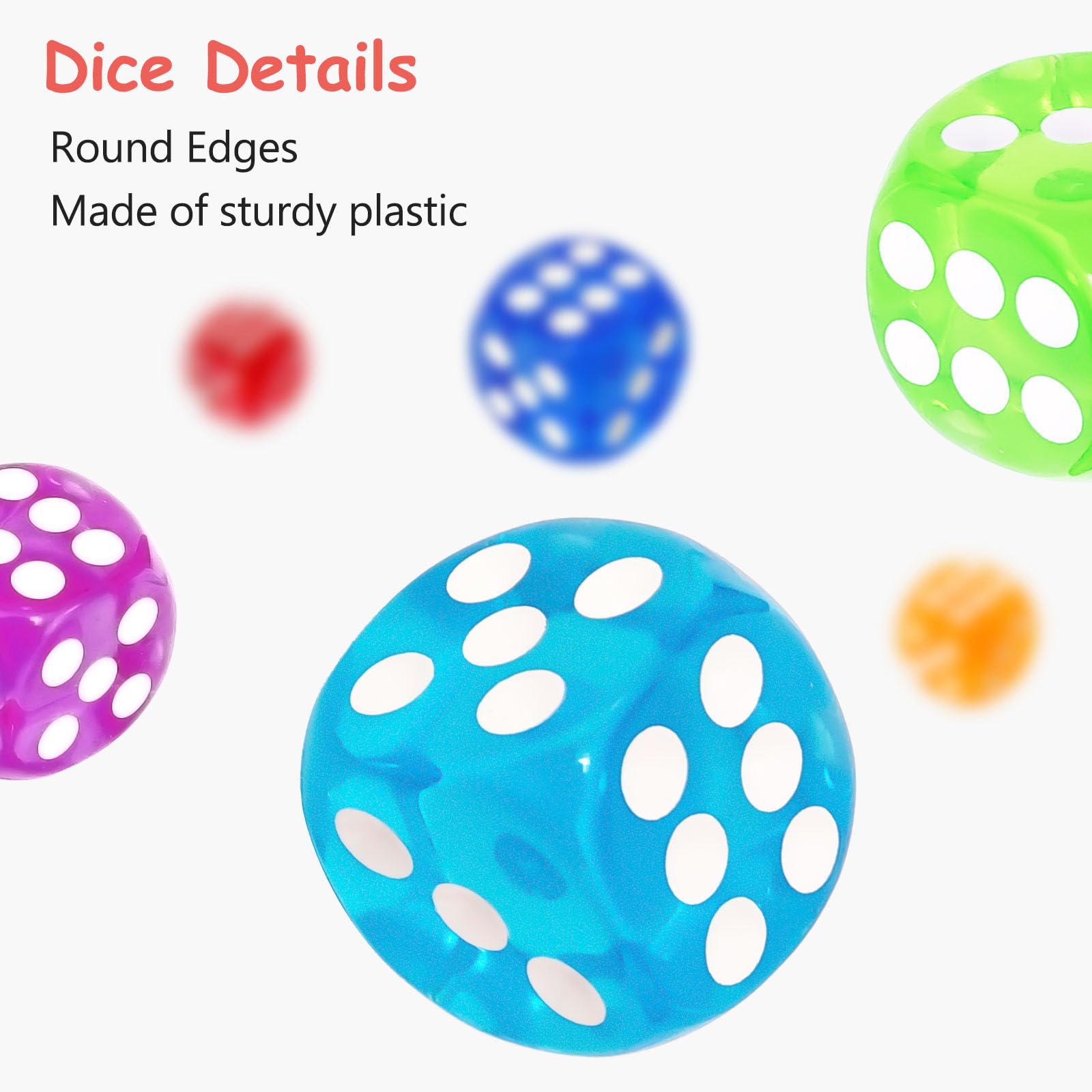 Snapklik.com : 300 Pieces 6 Sided Dice Set 14MM Translucent Colored ...