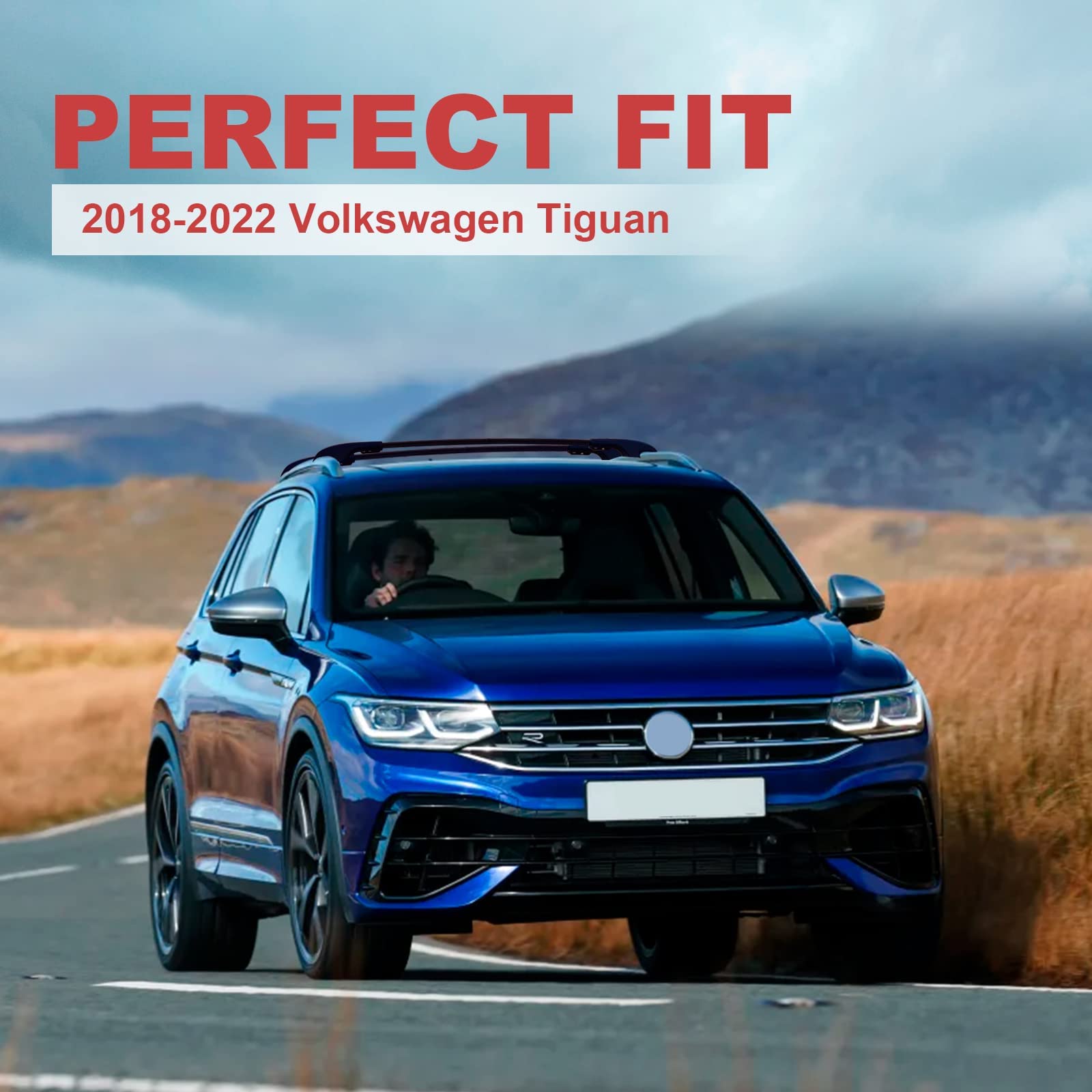 Roof Rack Cross Bars Fit for 2018 2019 2020 2021 2022 Volkswagen VW Tiguan, Aluminum Roof Rails ...