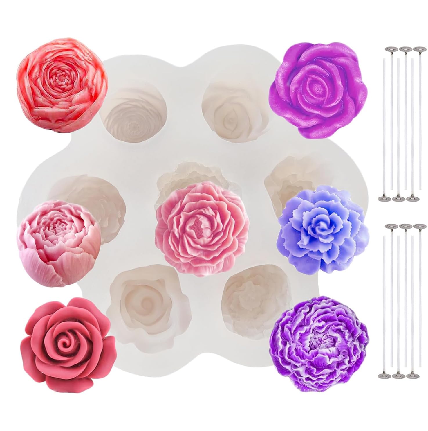 MMSZHL Molde de Silicona para Velas de Flor, 7 Cavidades Moldes de ...