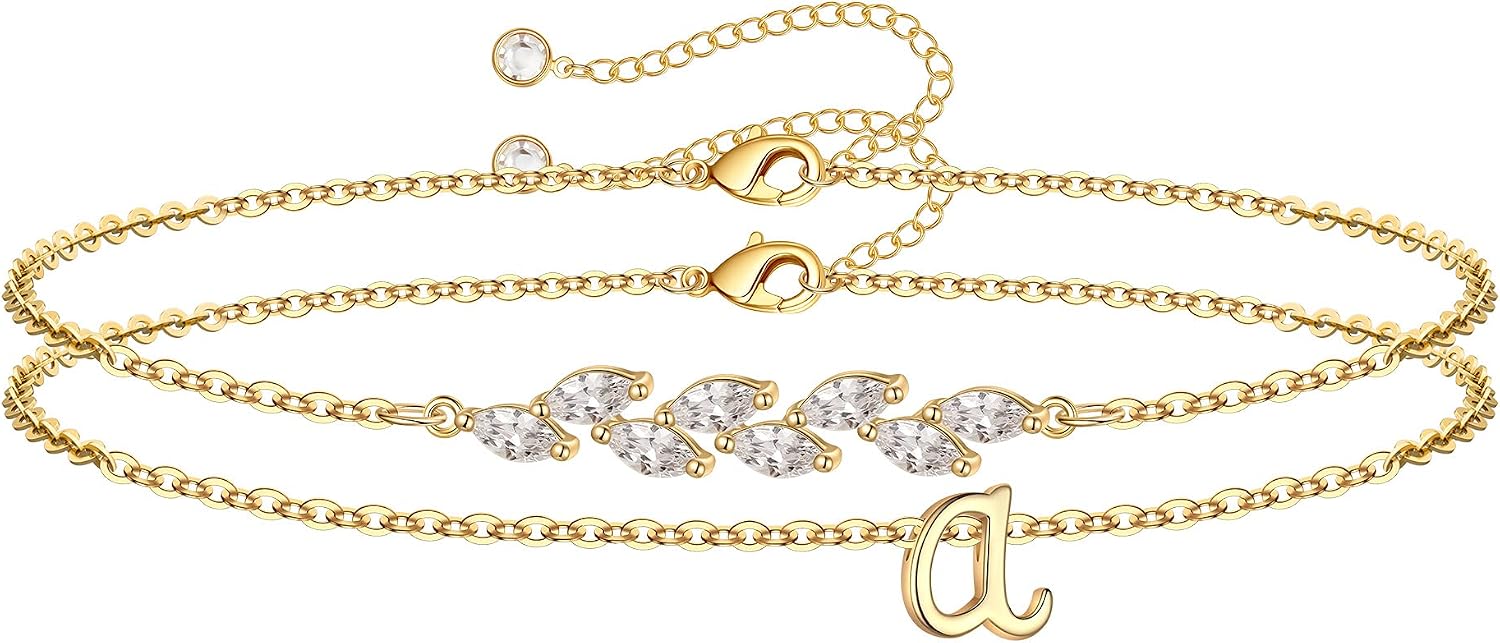 IEFWELL Gold Initial Bracelets for Girls, Gold Letter Bracelets for ...