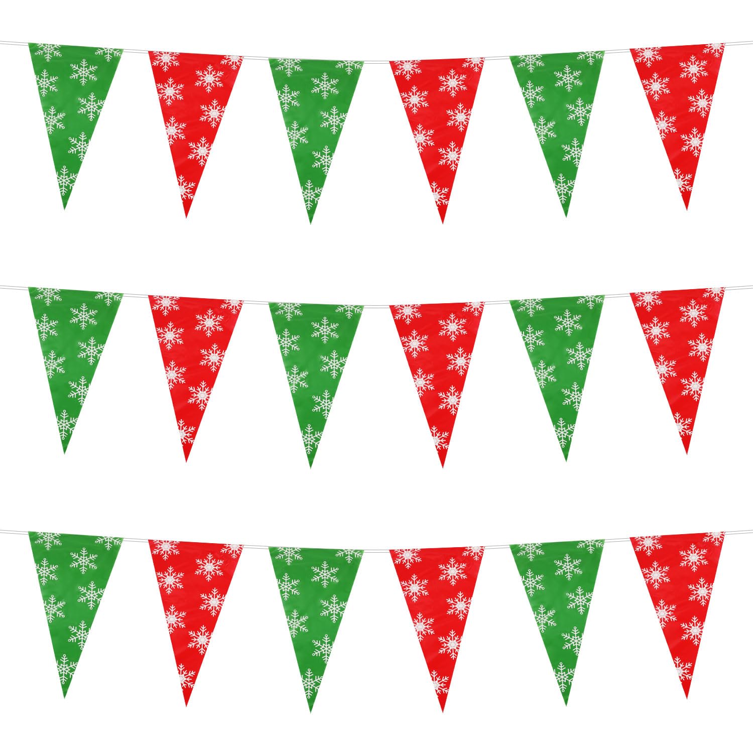 Amazon.com: Christmas Plastic Flags, Red And Green Christmas Triangle ...