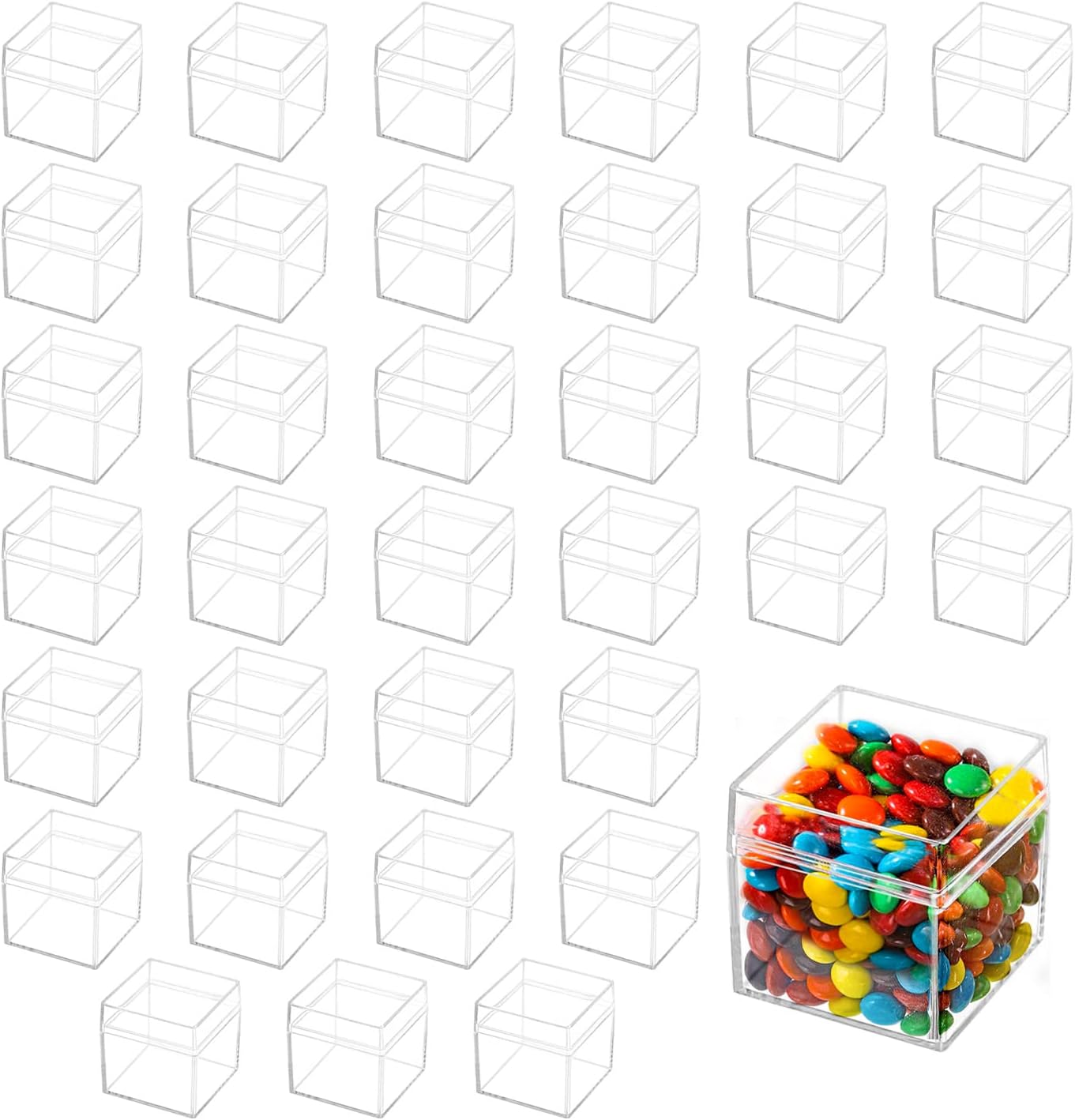 Vkinman Clear Acrylic Plastic Square Cube, 36 Pcs Small Acrylic Box ...