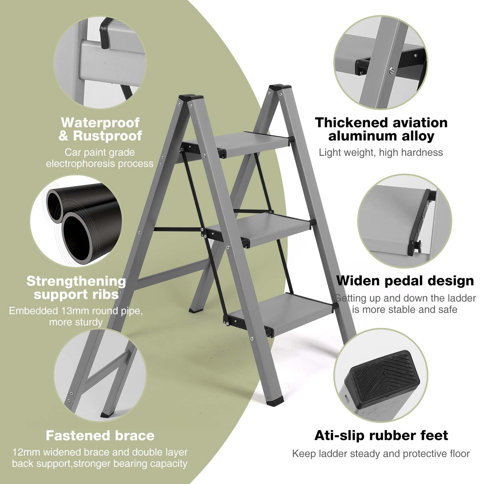 Snapklik.com : 4 Step Ladder Lightweight Folding Step Stool, Aluminum ...