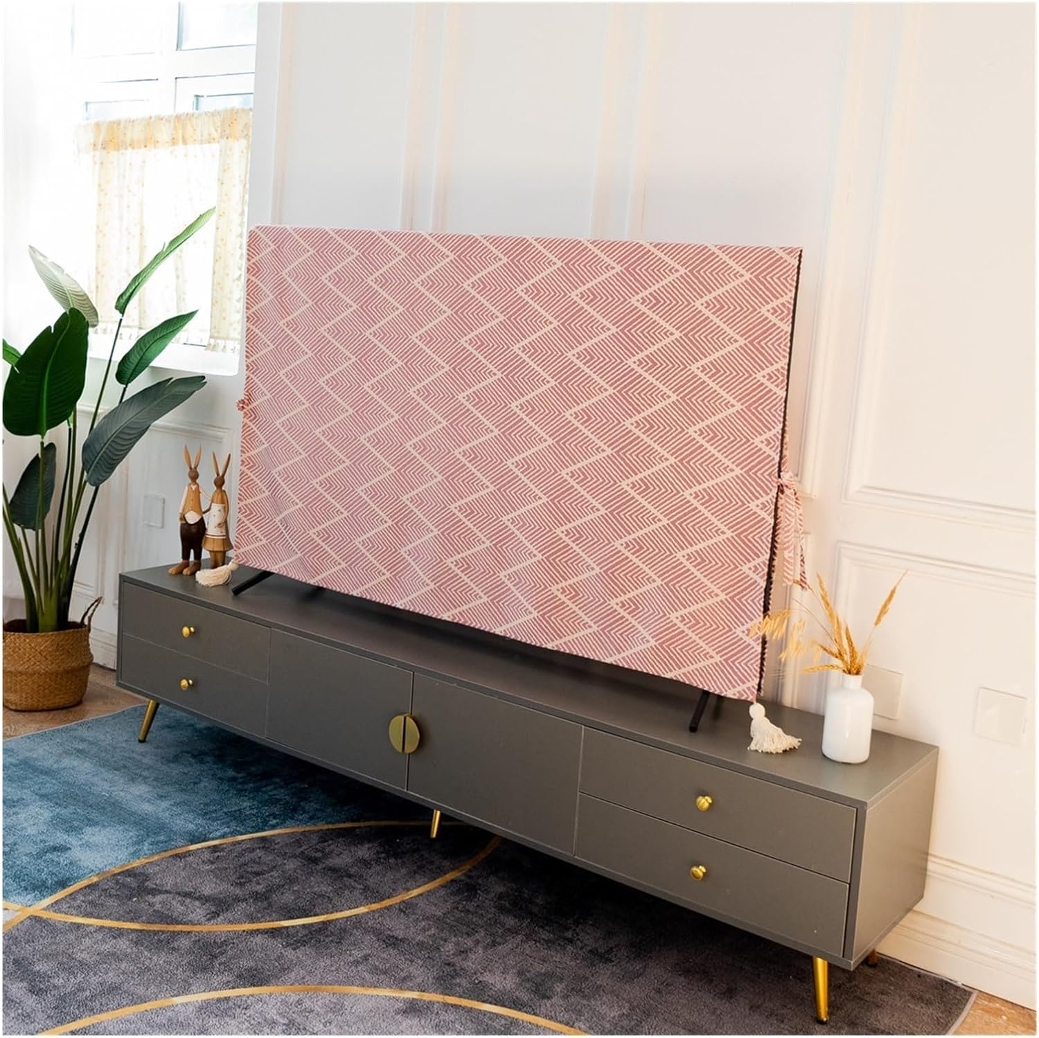 WEOKDFHA TV-Abdeckung TV-Abdeckungstuch im europäischen Stil, vertikale Wandmontage, Wohnzimmer ...