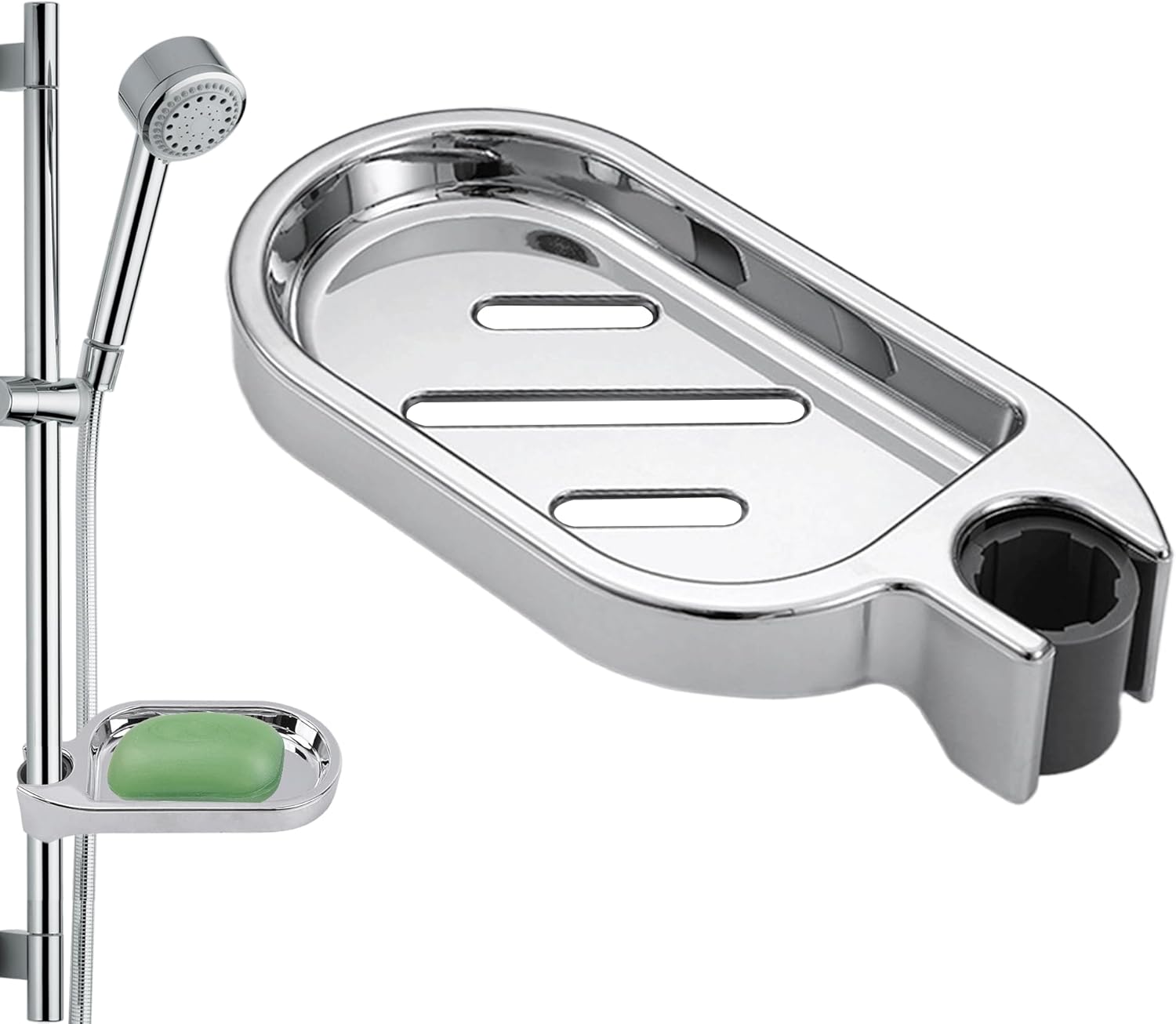 Clip-on Bathroom Soap Holder - Adjustable Shower Dish Tray With 22mm ...