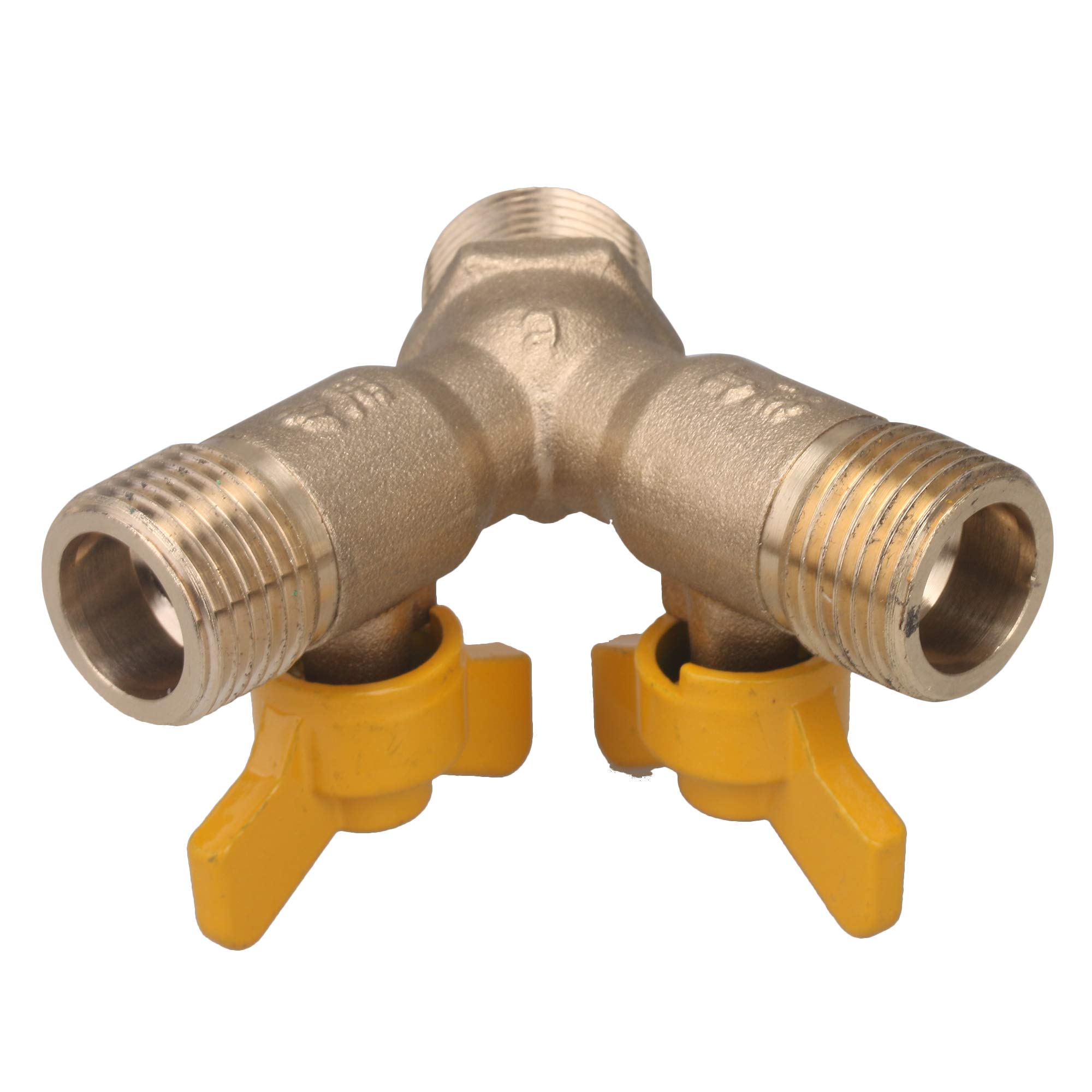 Snapklik.com : Dual Shut-Off Controls Valve Y Connector Brass 3-Way ...