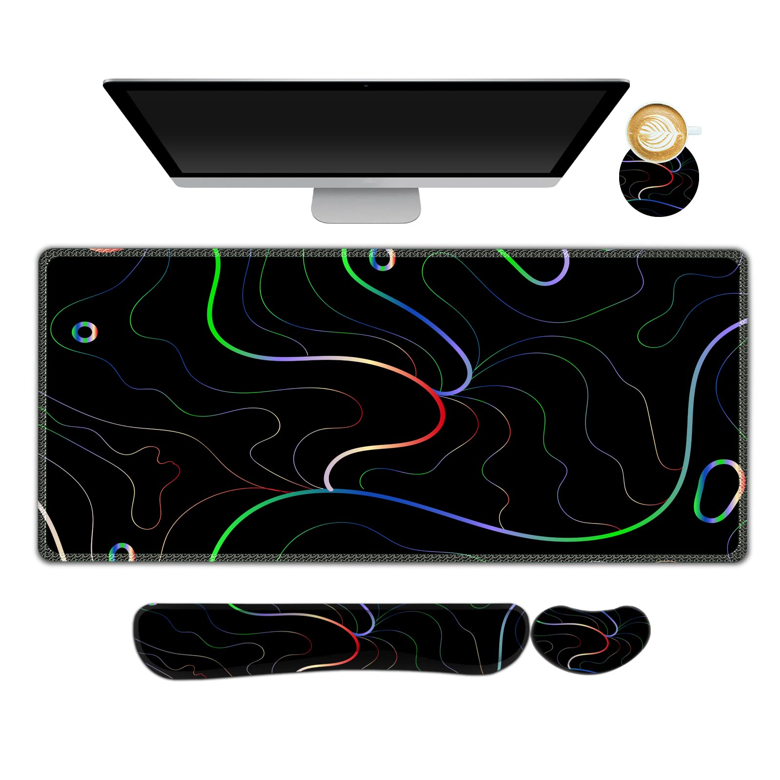 Snapklik.com : Gaming Mouse Pad Wrist Support Set, XXL Large Desk Mat ...