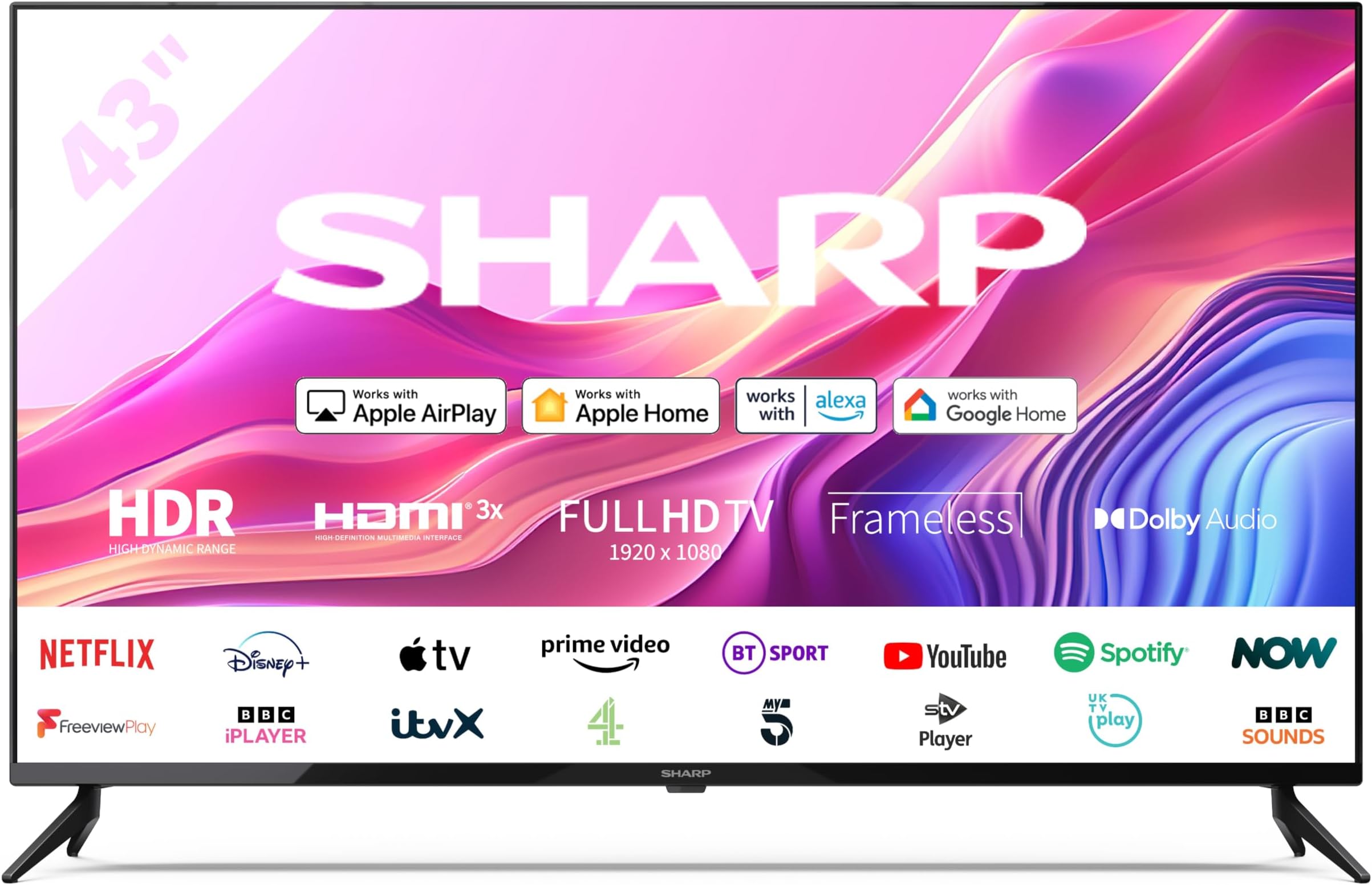 SHARP 40FD6K 40-Inch Full HD Smart Frameless Roku TV™ in Black with ...