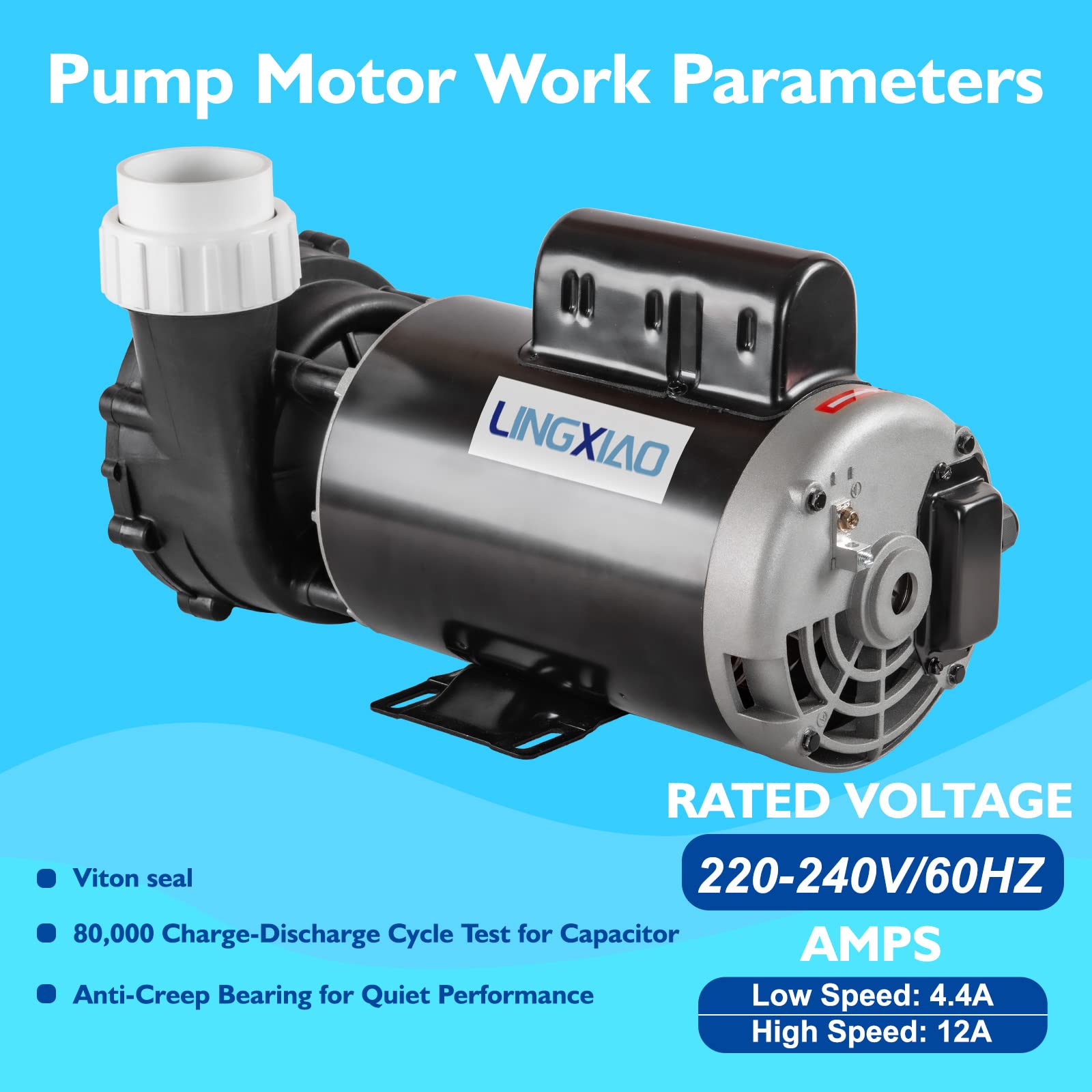 Snapklik.com : LINGXIAO SPA Pump, 4HP Hot Tub Pump - 2 Speed LX SPA ...