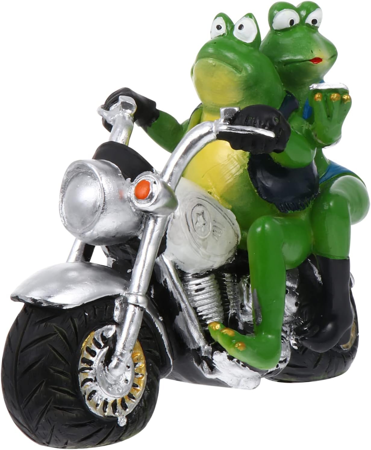 Amazon.co.jp: USHOBE Frog Bike Frog Interior Glass Frog Couple Ornament Frog Cute Frog Model ...
