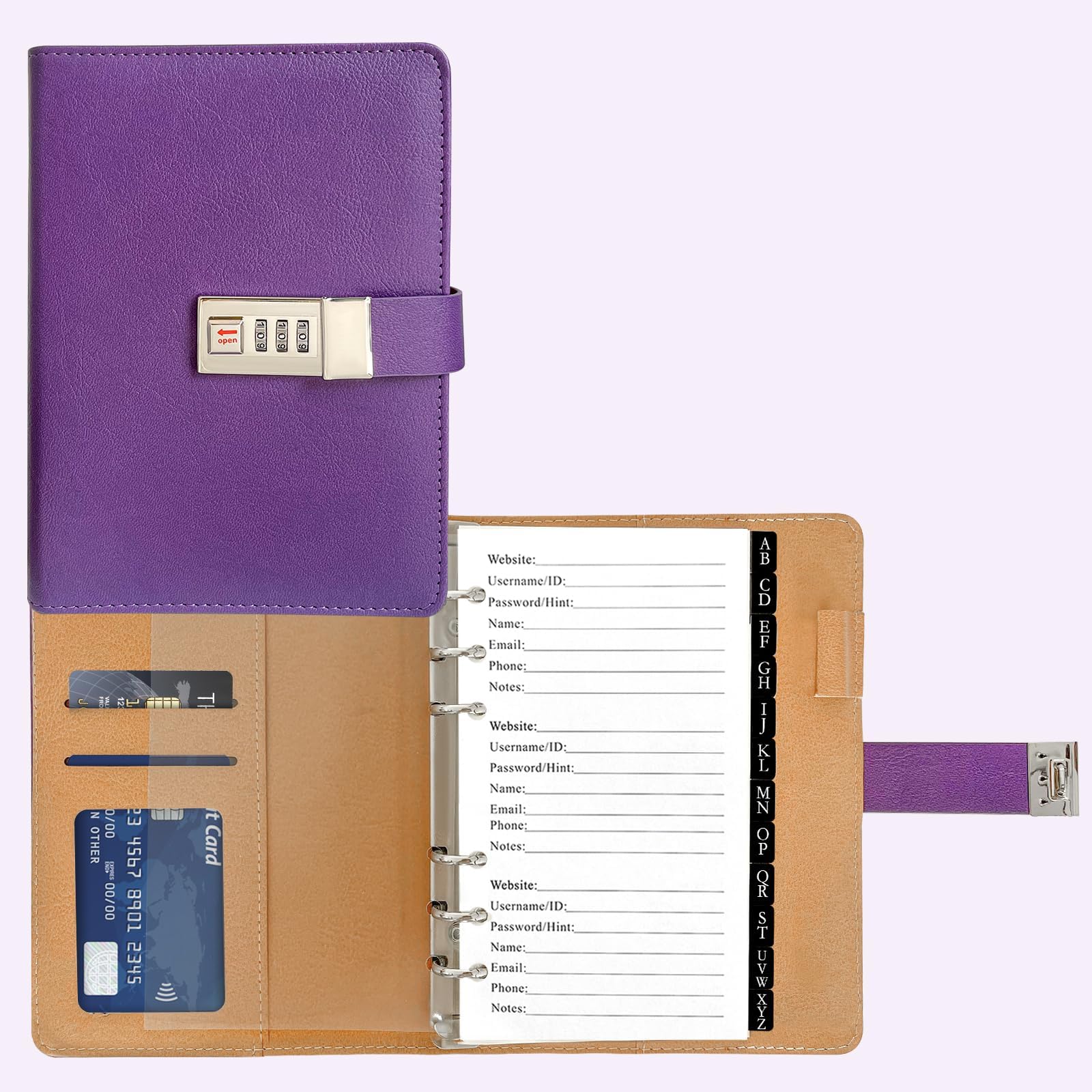 Amazon.com : Refillable Password Book with Alphabetical Tabs & Lock, 7 ...