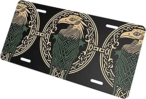 Amazon.com: Viking Thor Hammer Mjolnir with Odin Ravens License Plate ...