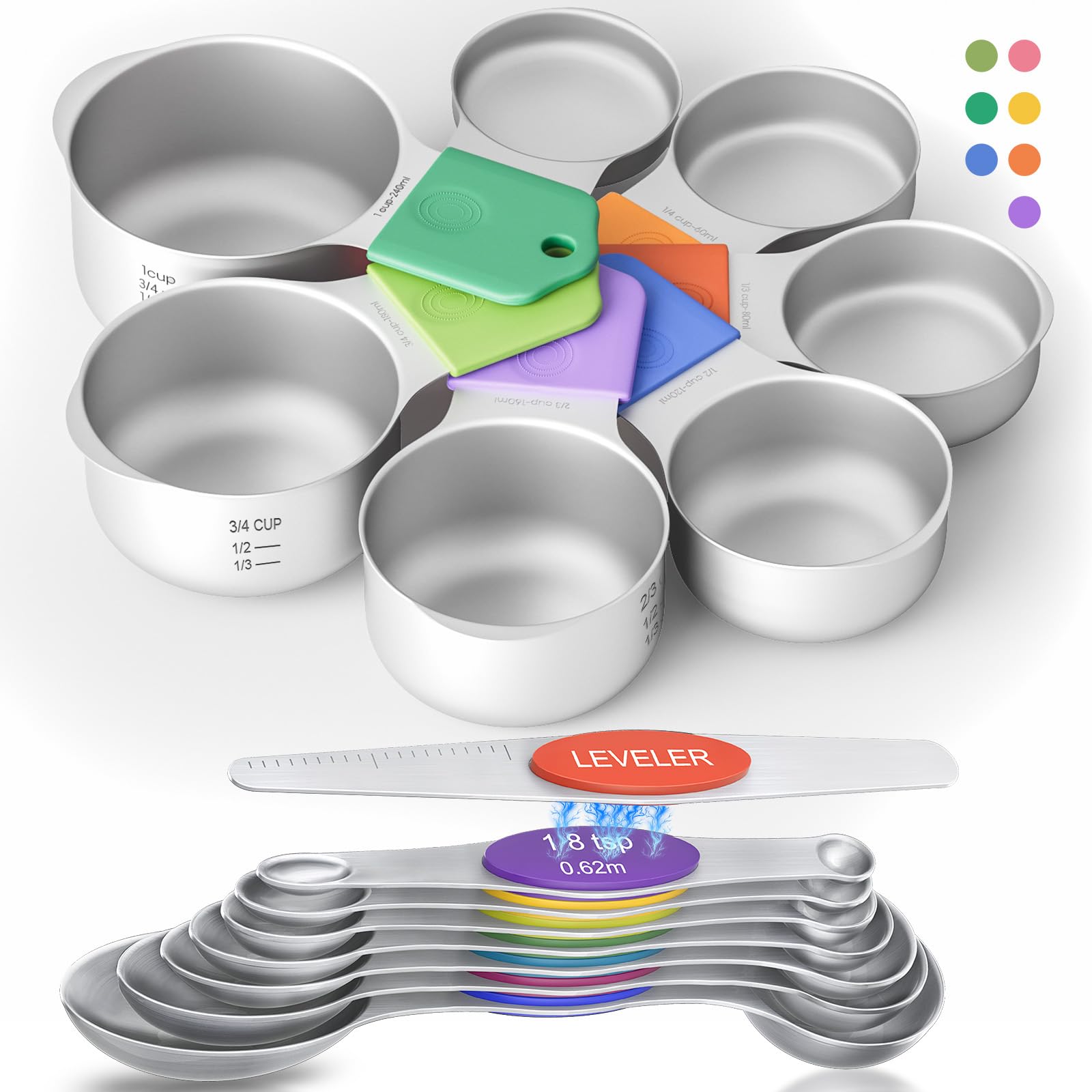 Amazon.com: HOWGOODY Magnetic Measuring Cups & Spoons Set|304 Stainless ...
