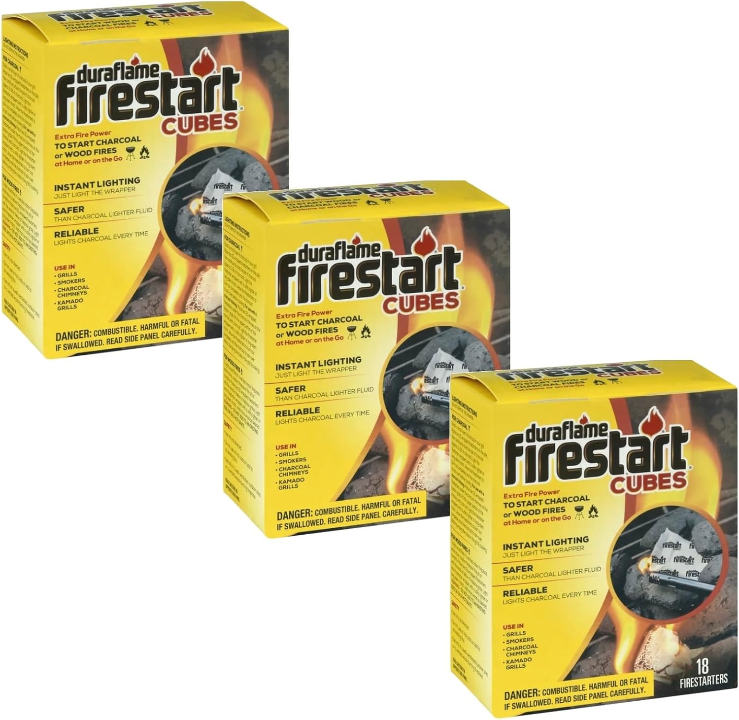 Amazon.com: Dura Flame Firestart Cubes for Wood & Charcoal, 54-Pack ...