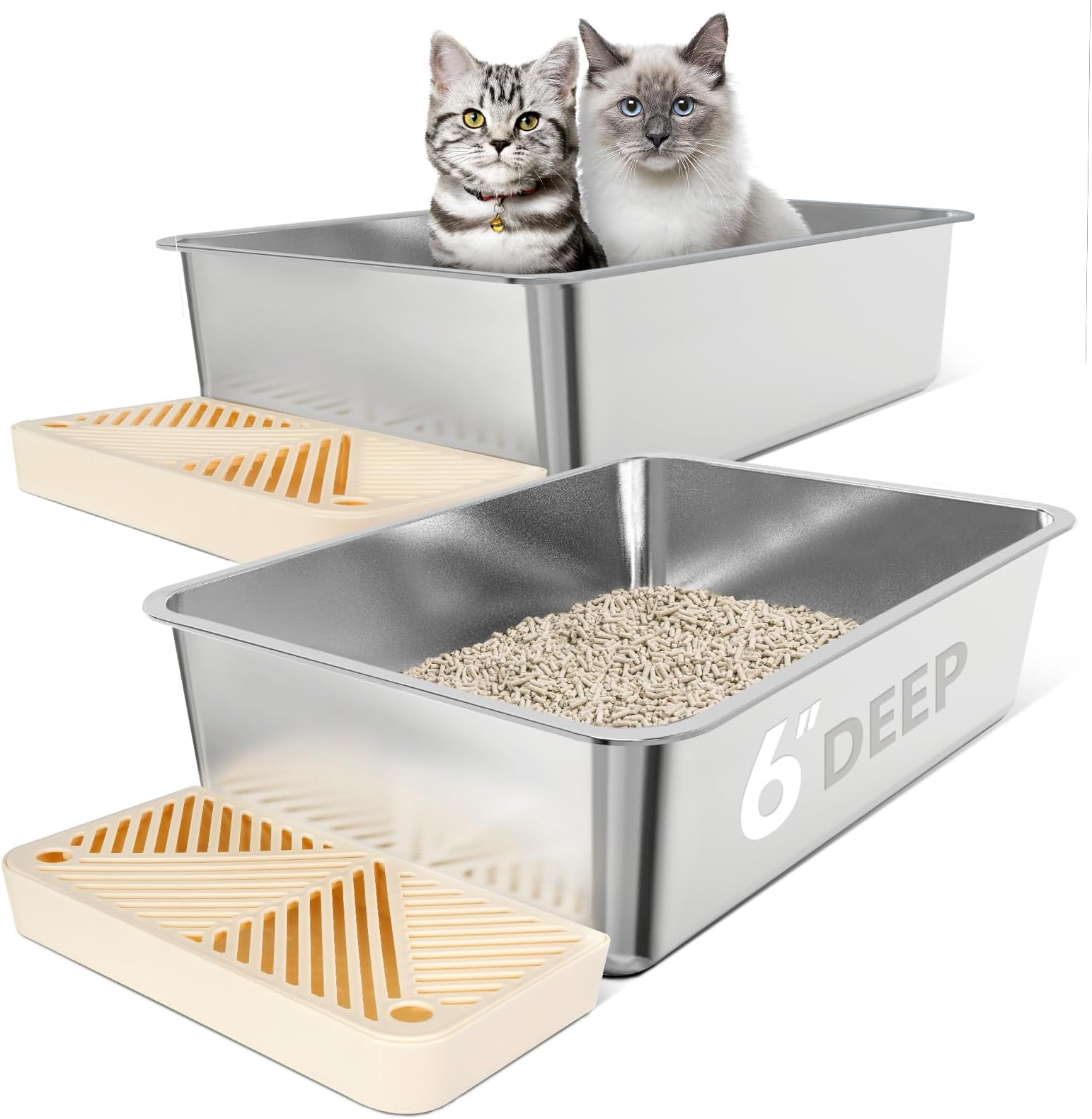 Amazon.com: Extra Large Stainless Steel Litter Box, XL - 23.5 x 15.5 x ...