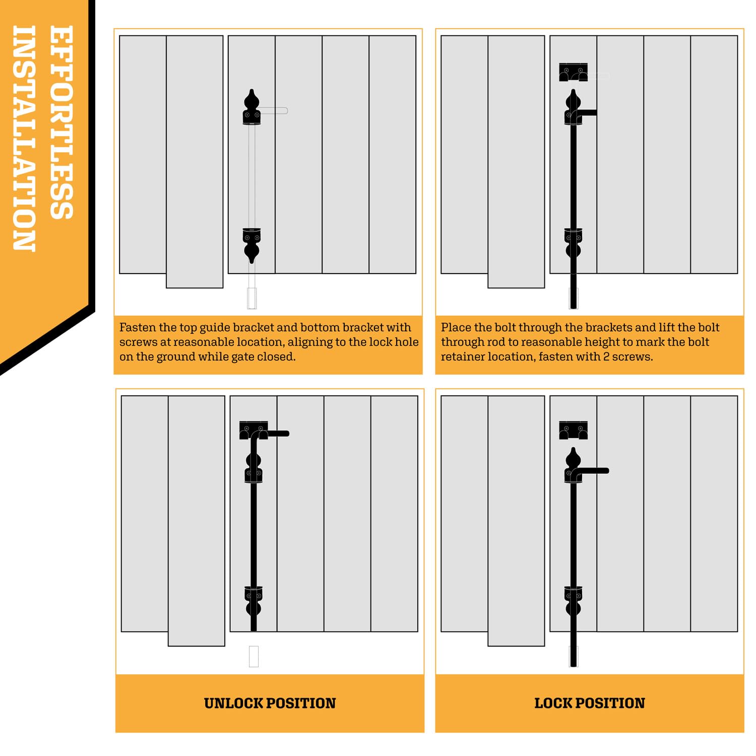 Snapklik.com : 24" Cane Bolt Heavy-Duty Drop Rod For Gate, Gate Ground ...