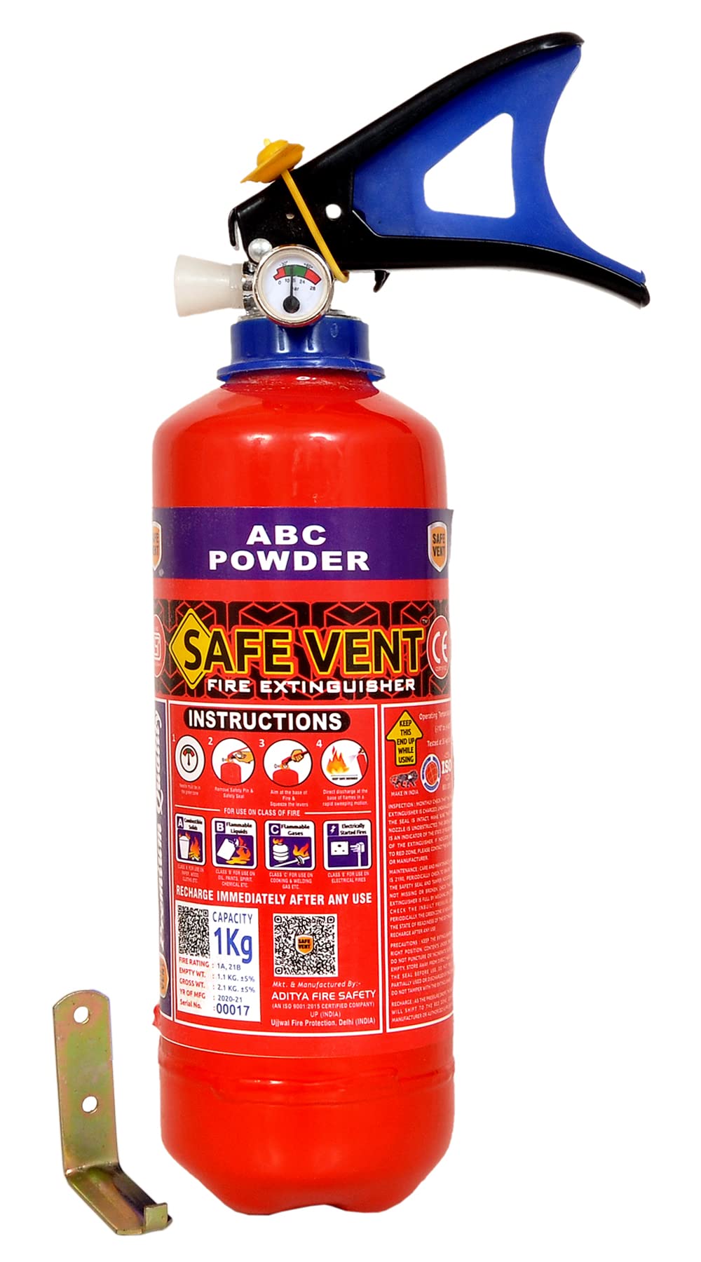 Buy SAFEVENT Fire Extinguisher ABC Powder Type Dry for Home | Office | Hospital with Wall ...