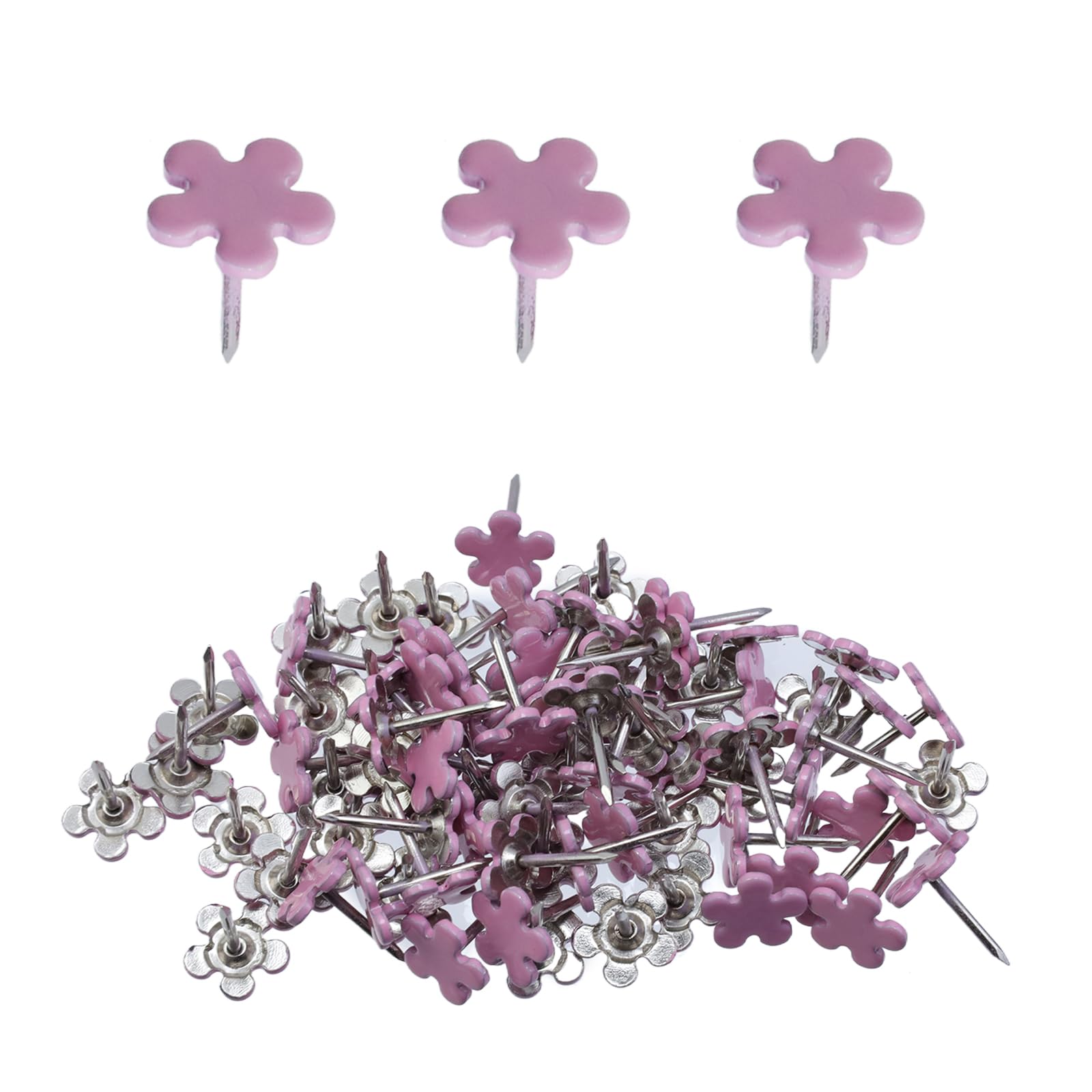 Snapklik.com : Oedema 100Pcs Decorative Push Pins Pink Flower Thumb ...