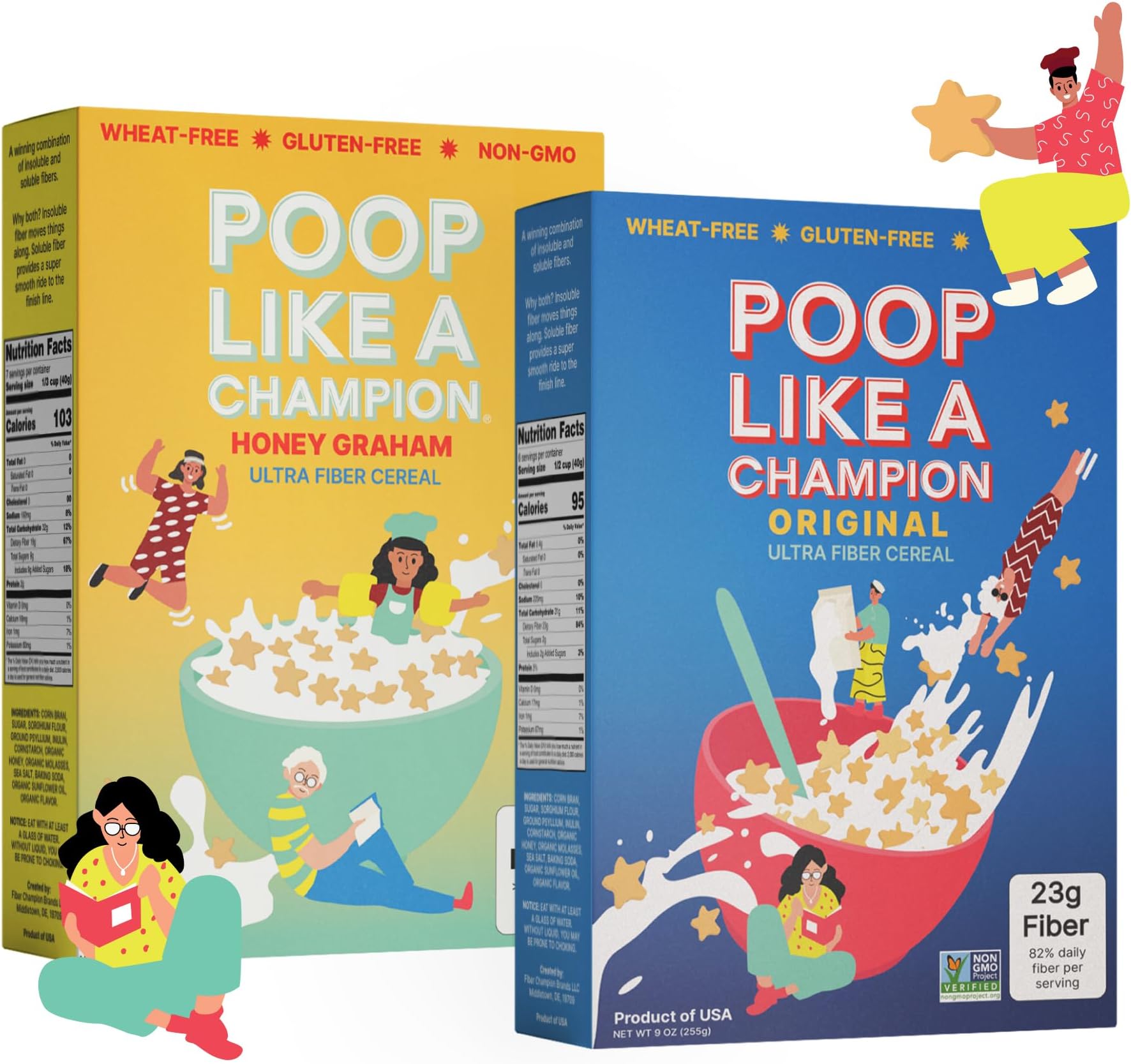 Amazon.com: Poop Like A Champion Variety 4-Pack High Fiber Cereal ...