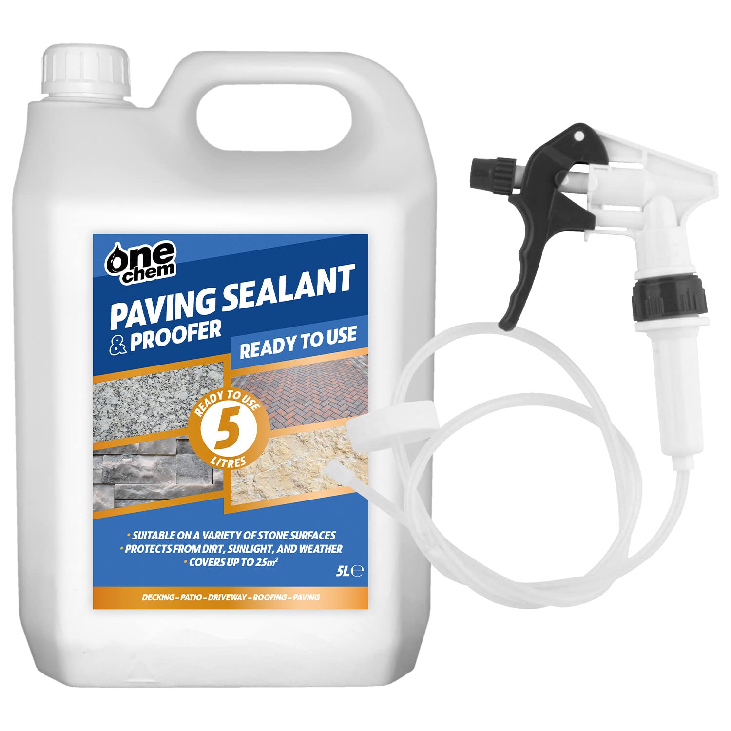 One Chem - Paving Sealant and Proofer - 5 Litre Water Seal - with Long ...