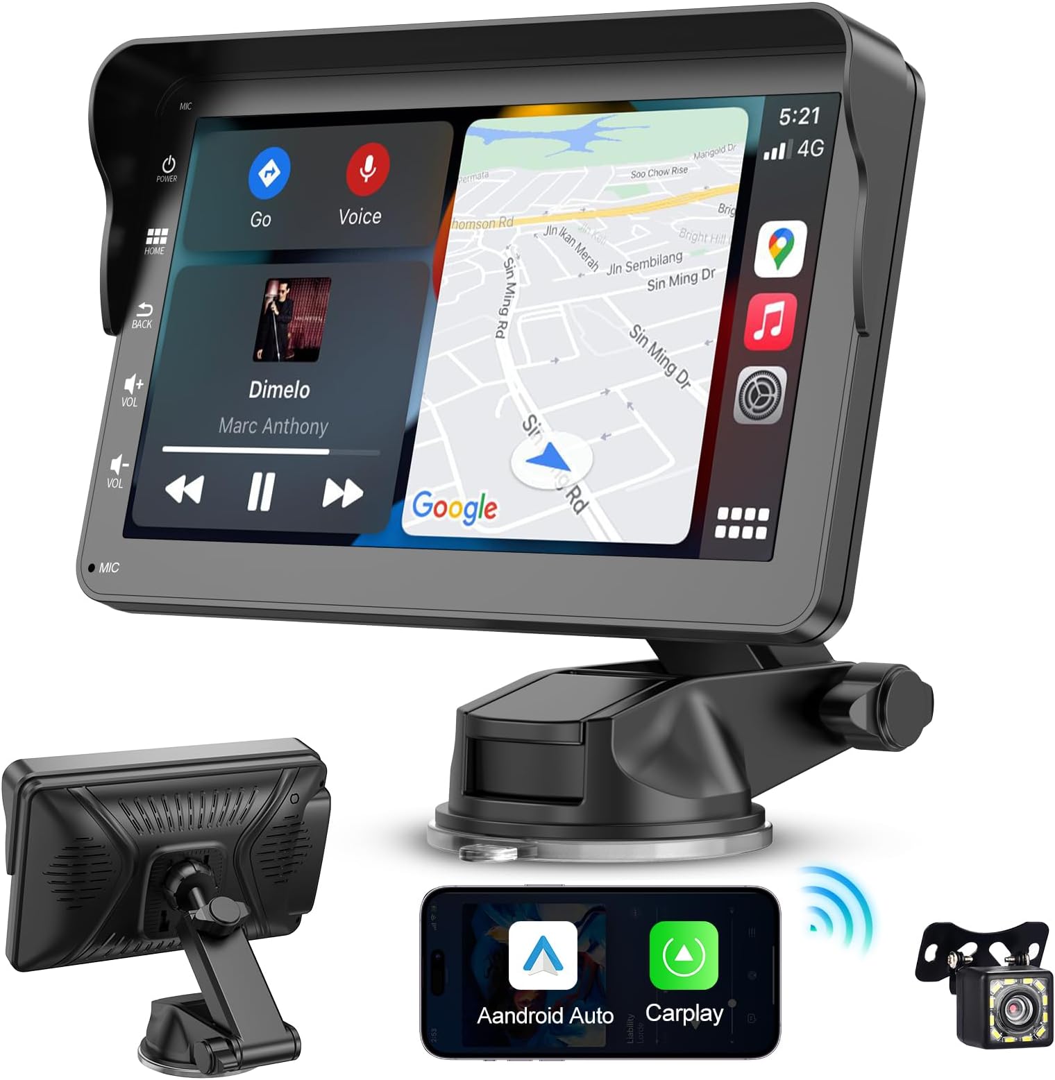Amazon.com: Plimpton Portable Carplay for Apple/Android Auto Screen for ...