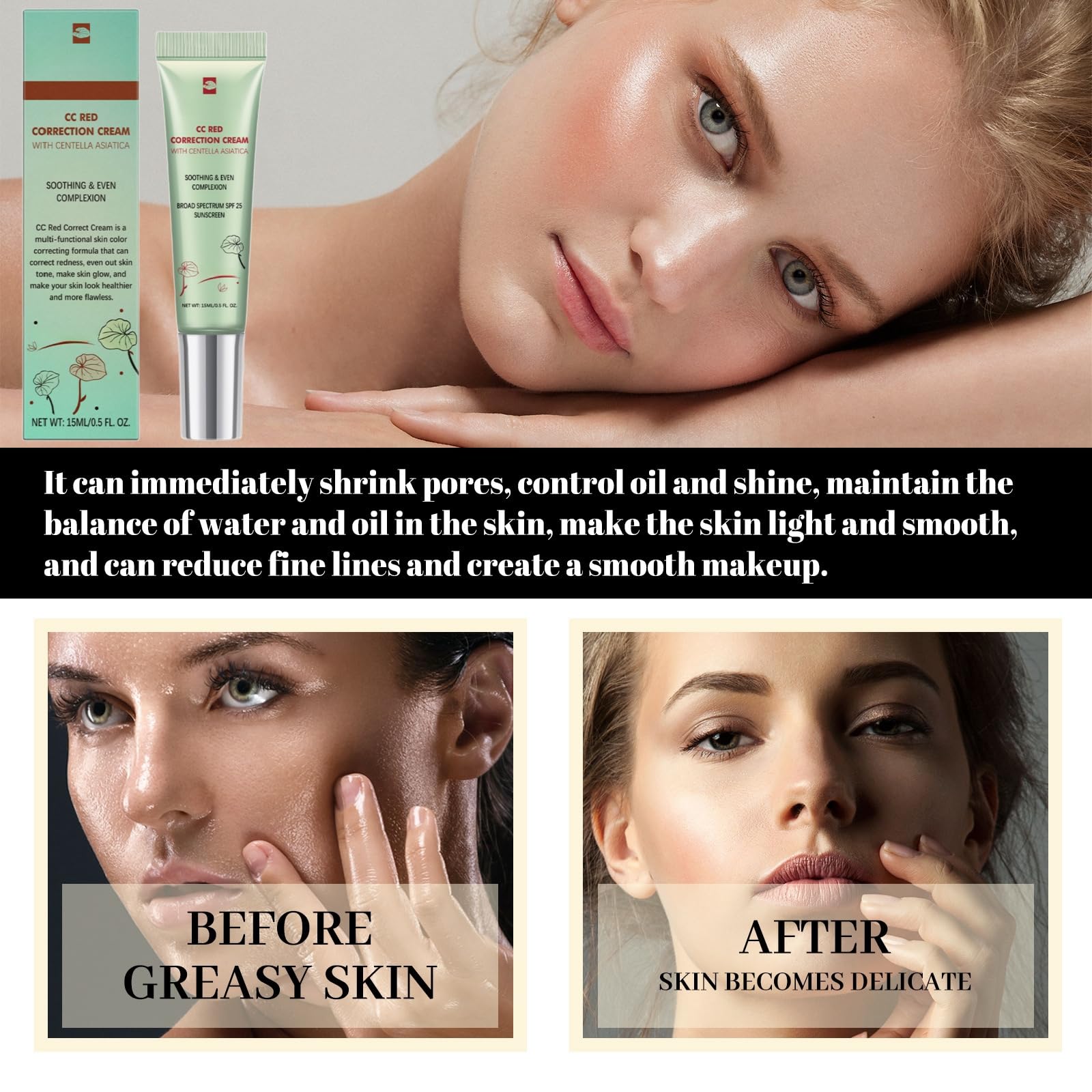 CC Red Correct with Centella Asiatica,Color Correcting CC Cream ...