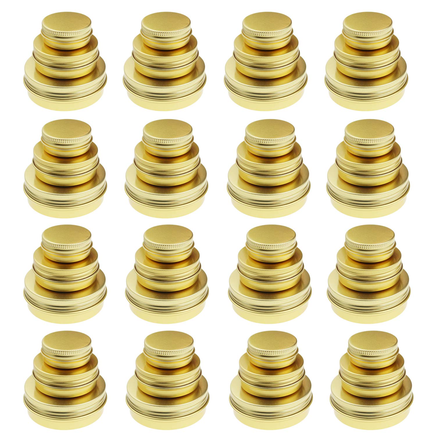 Buy BUYERZONE Golden Round Aluminum Cans Screw Lid Metal Tins Jars ...