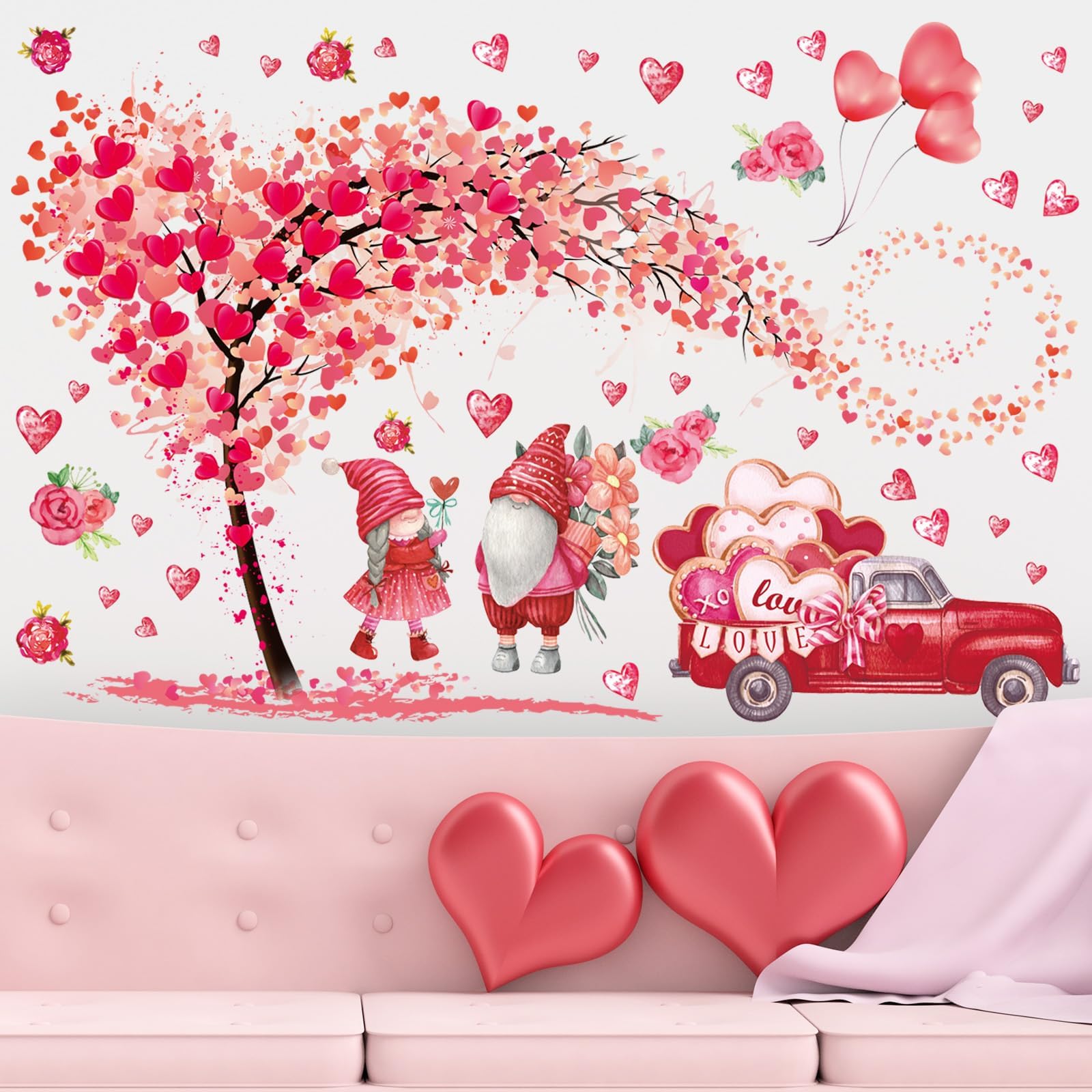 Amazon.com: YOTNUS 60 Pcs Valentines-Day-Wall-Decorations, 3D Heart ...